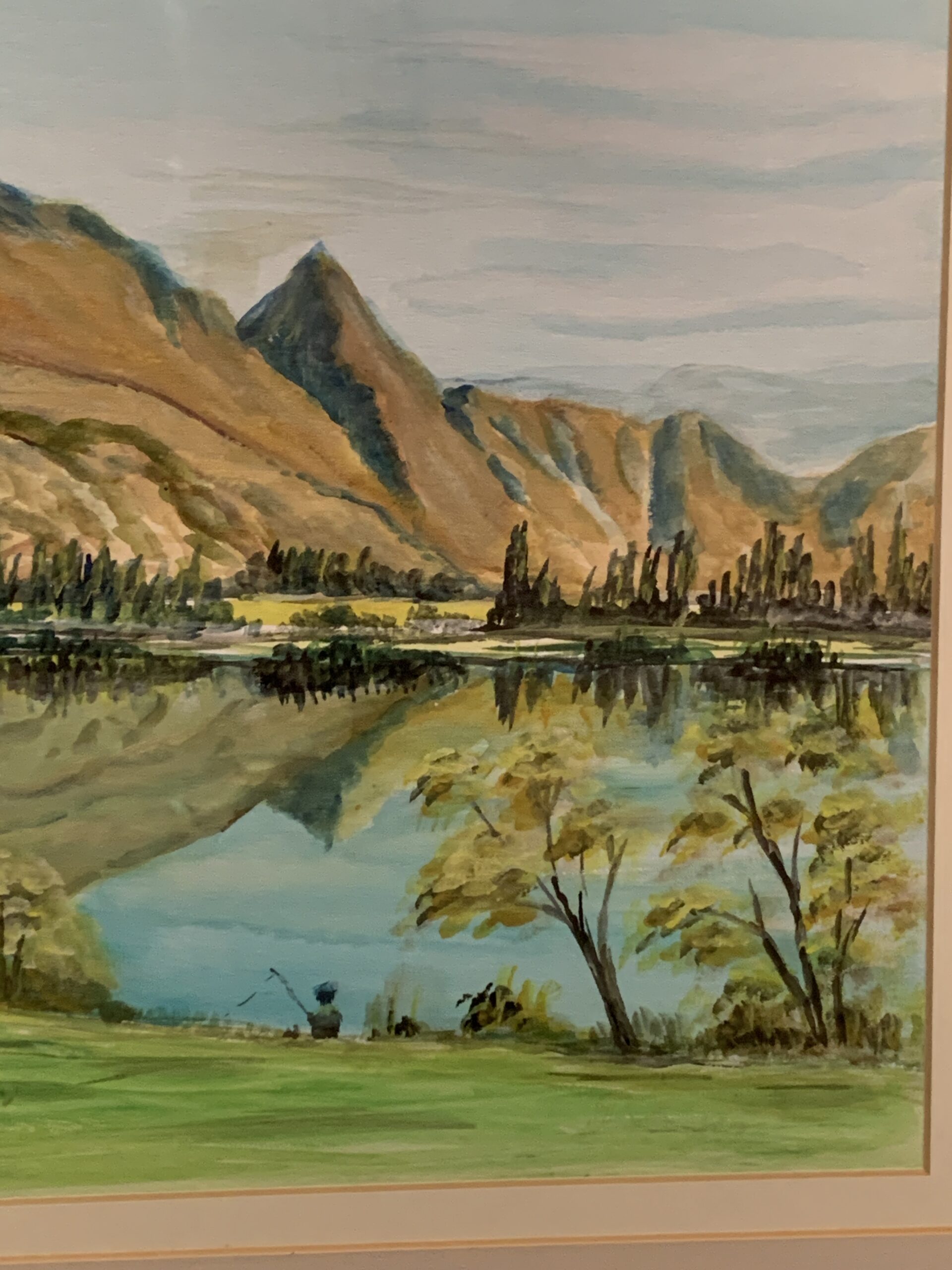 John Laszlo signed Watercolor NZ Mountain Scene details verso (56x66cm ...