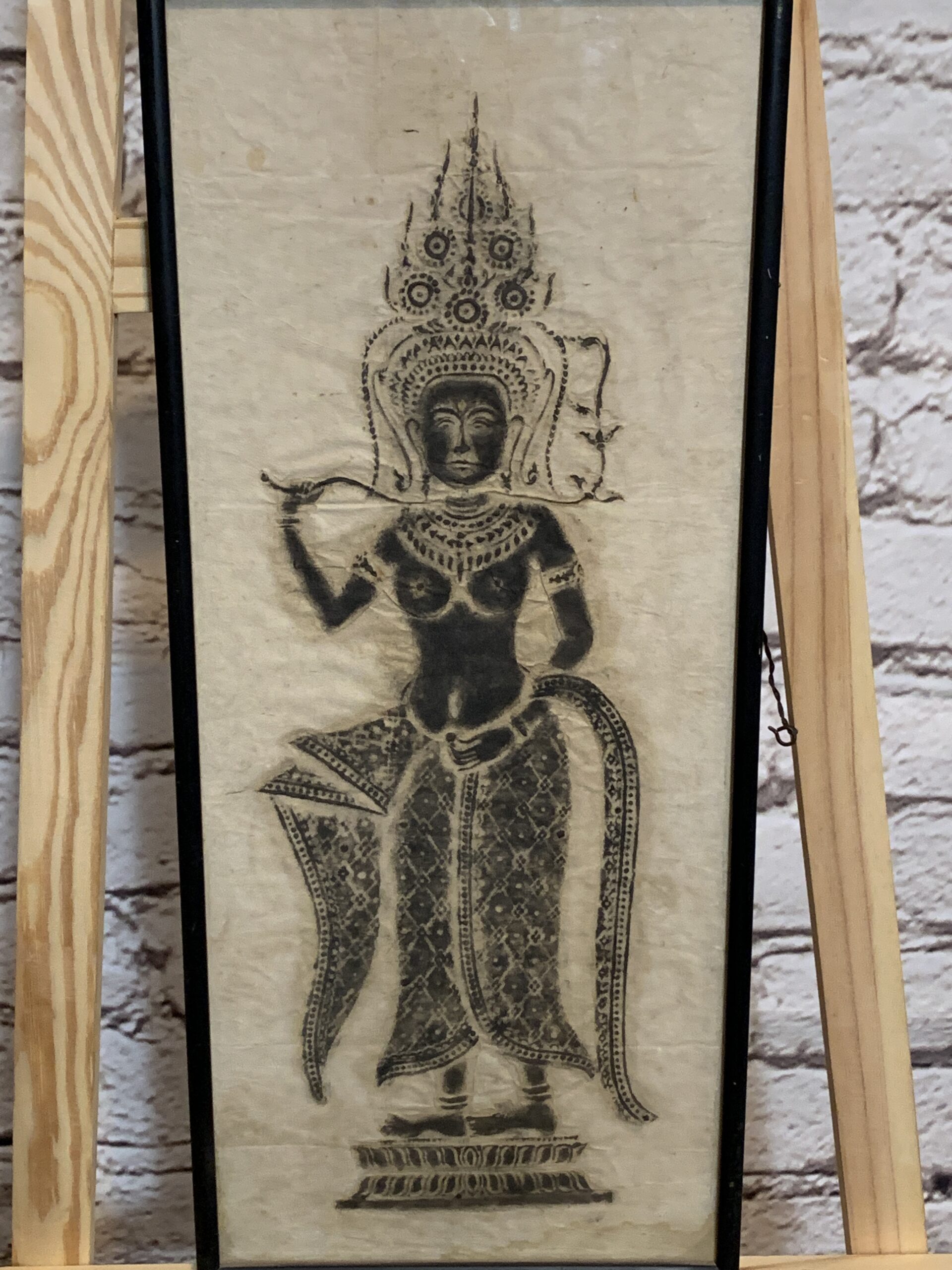 Angkor Wat Temple Rubbing on Rice Paper of Apsara dancer 56x24cm ...