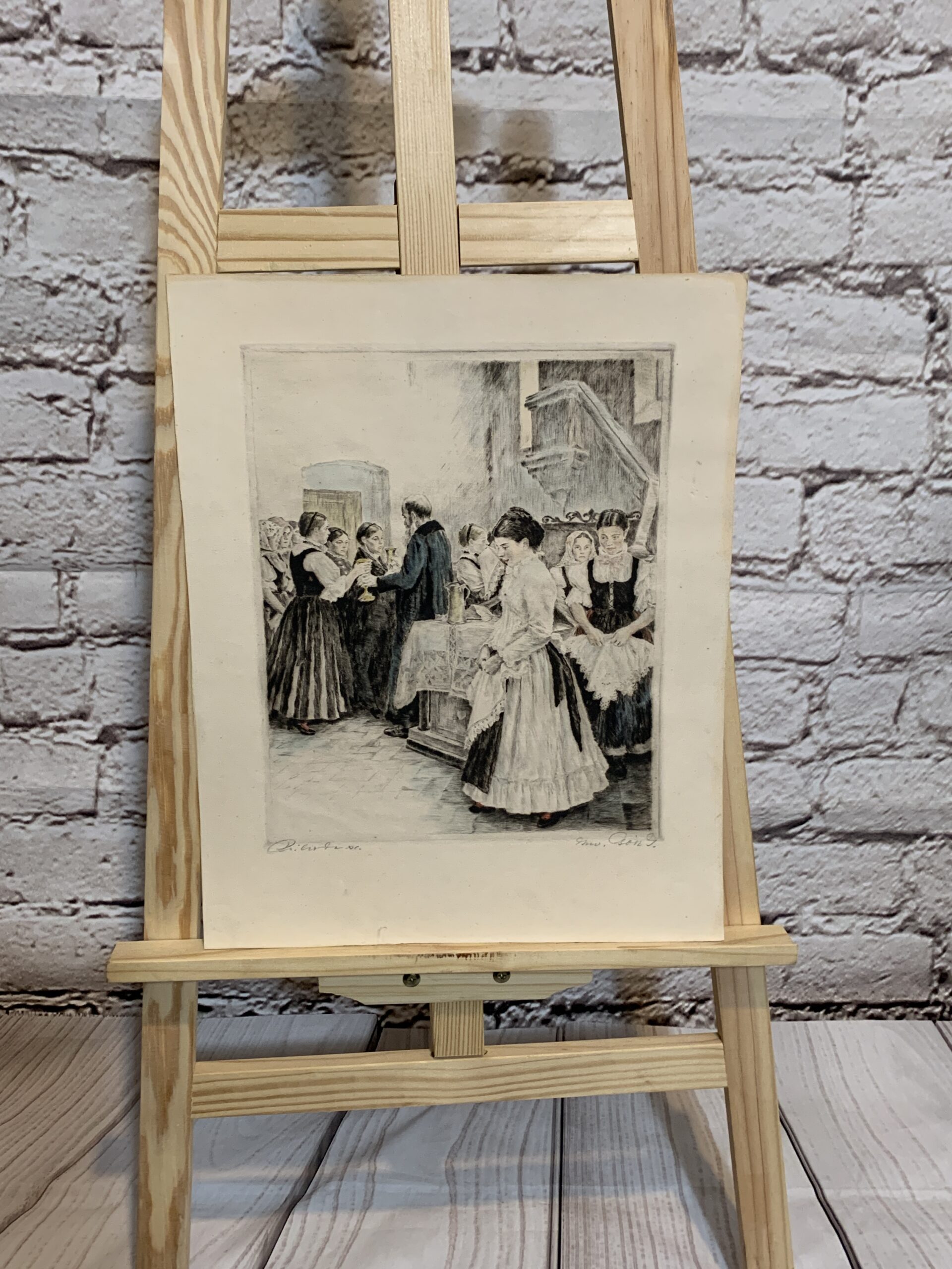 Istvan Csok (1865-1961) hand tinted Etching 43x35cm (unframed ...