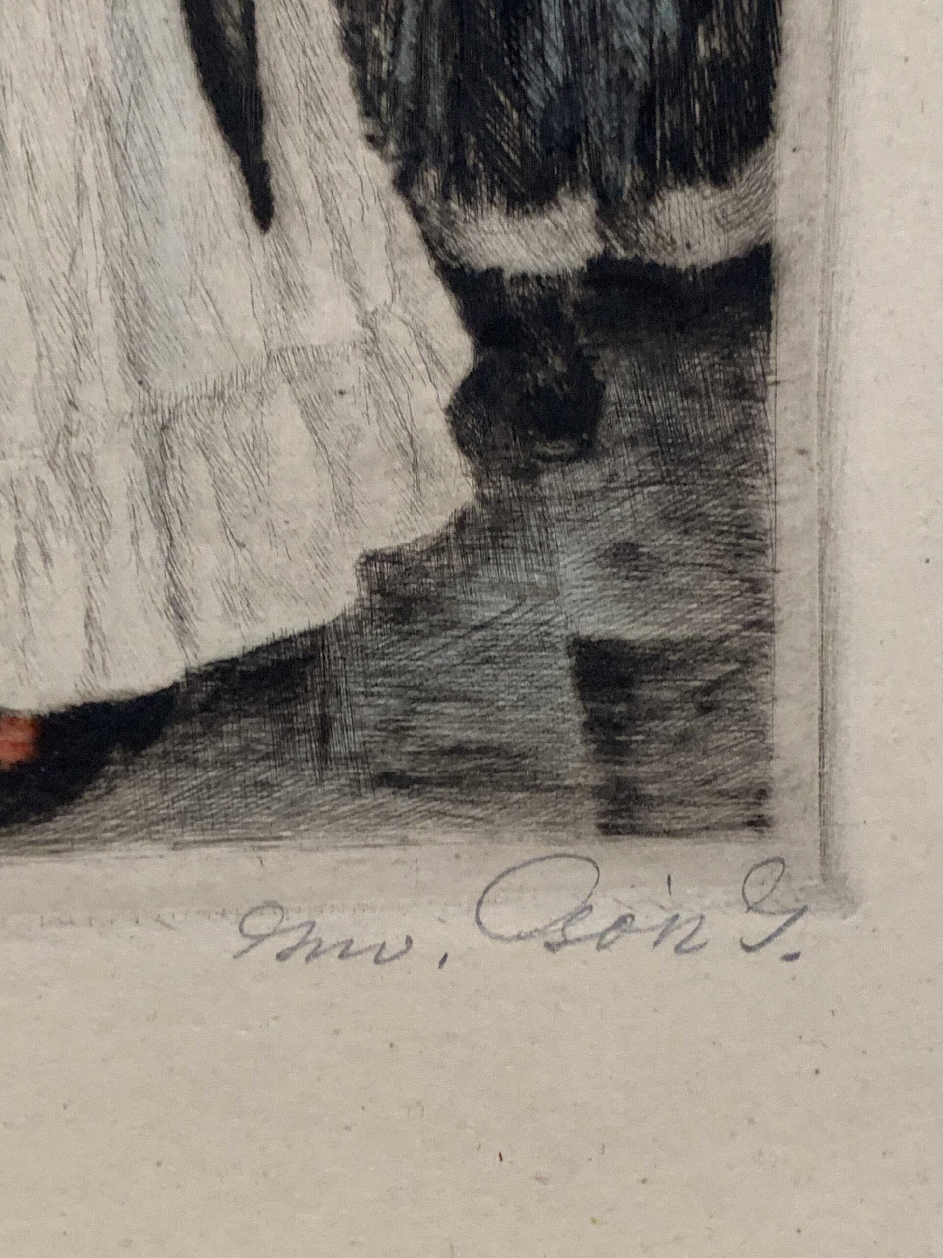 Istvan Csok (1865-1961) hand tinted Etching 43x35cm (unframed ...