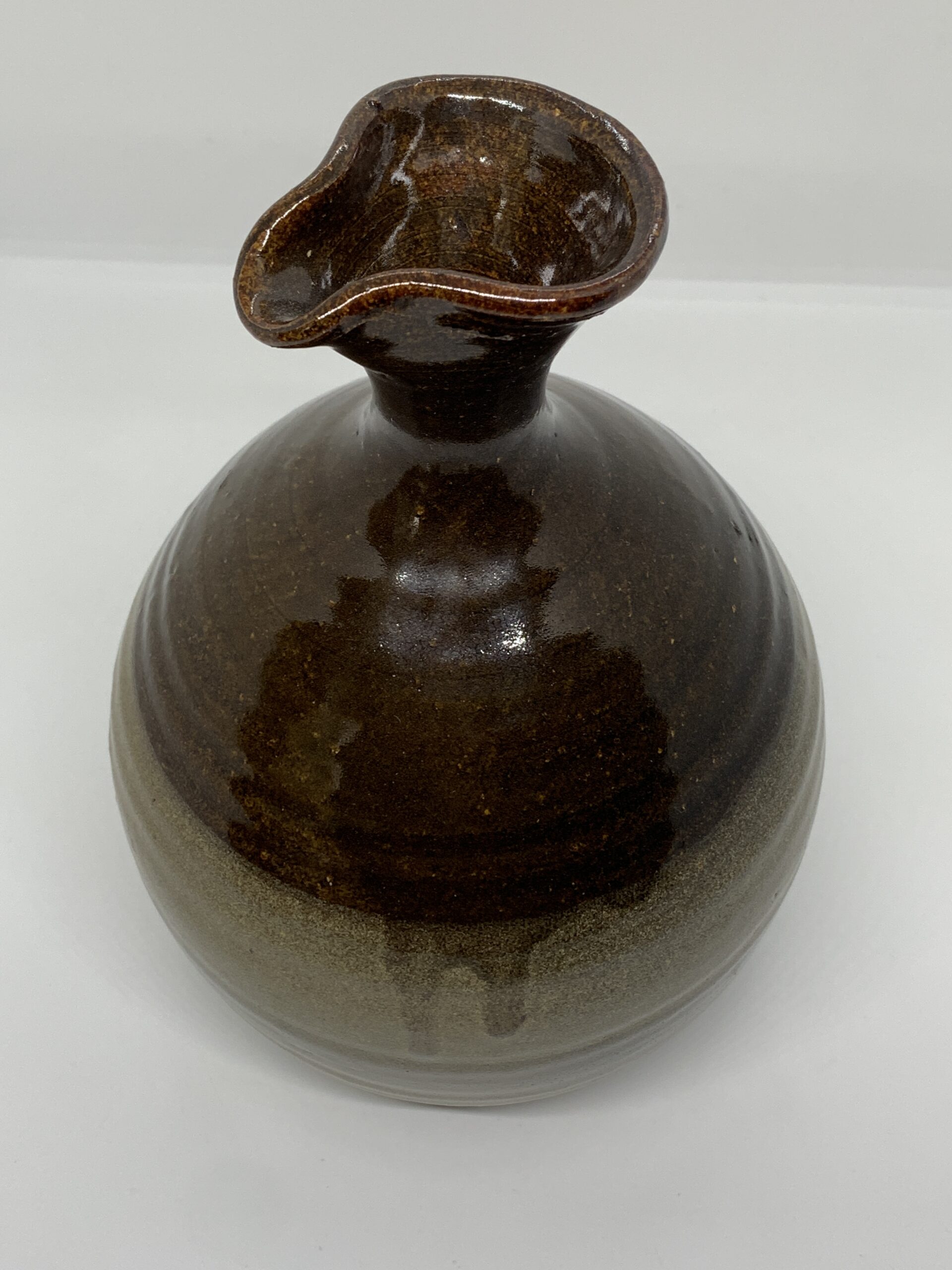 Tall Thin Necked Pottery Jug with s like mark on base 22cm - Vintage ...