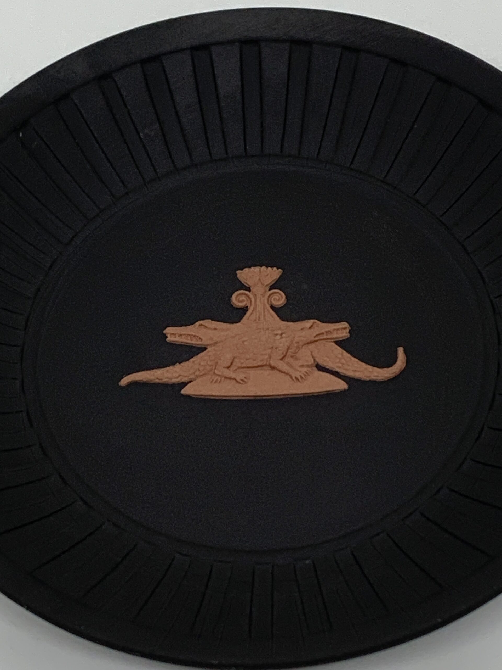 Wedgwood Black Jasperware Fluted Plate Crocodile Design 12cm - Vintage ...