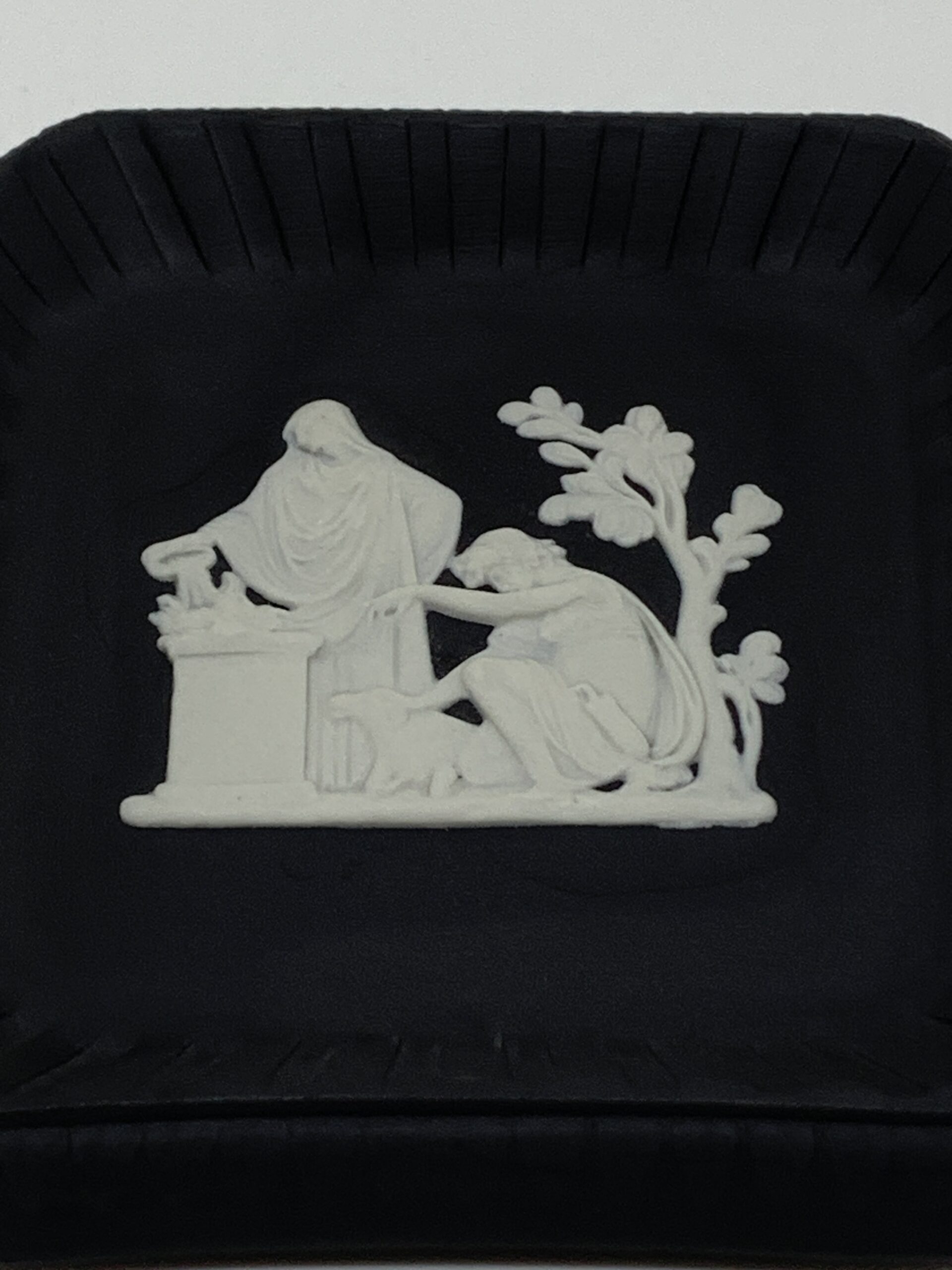 Wedgwood Black Jasperware Fluted Tray - Woman at Altar - 10cm - Vintage ...