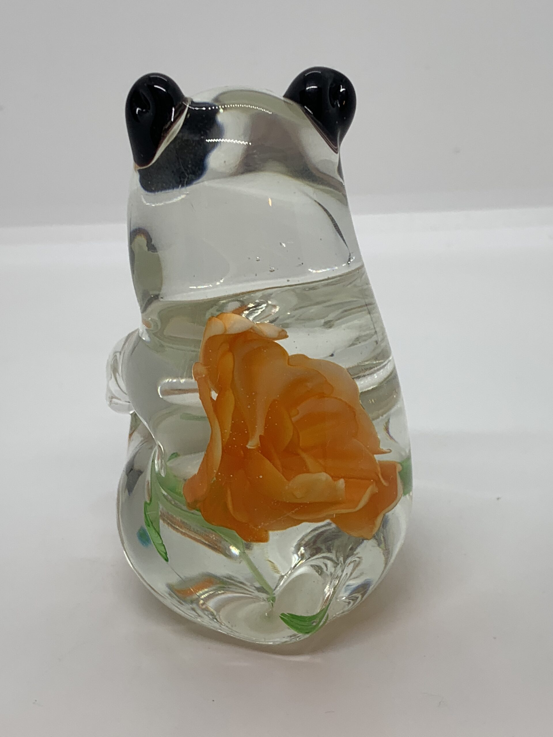 Clear Art Glass Panda with Orange Floral inside - 9cm high - Vintage ...