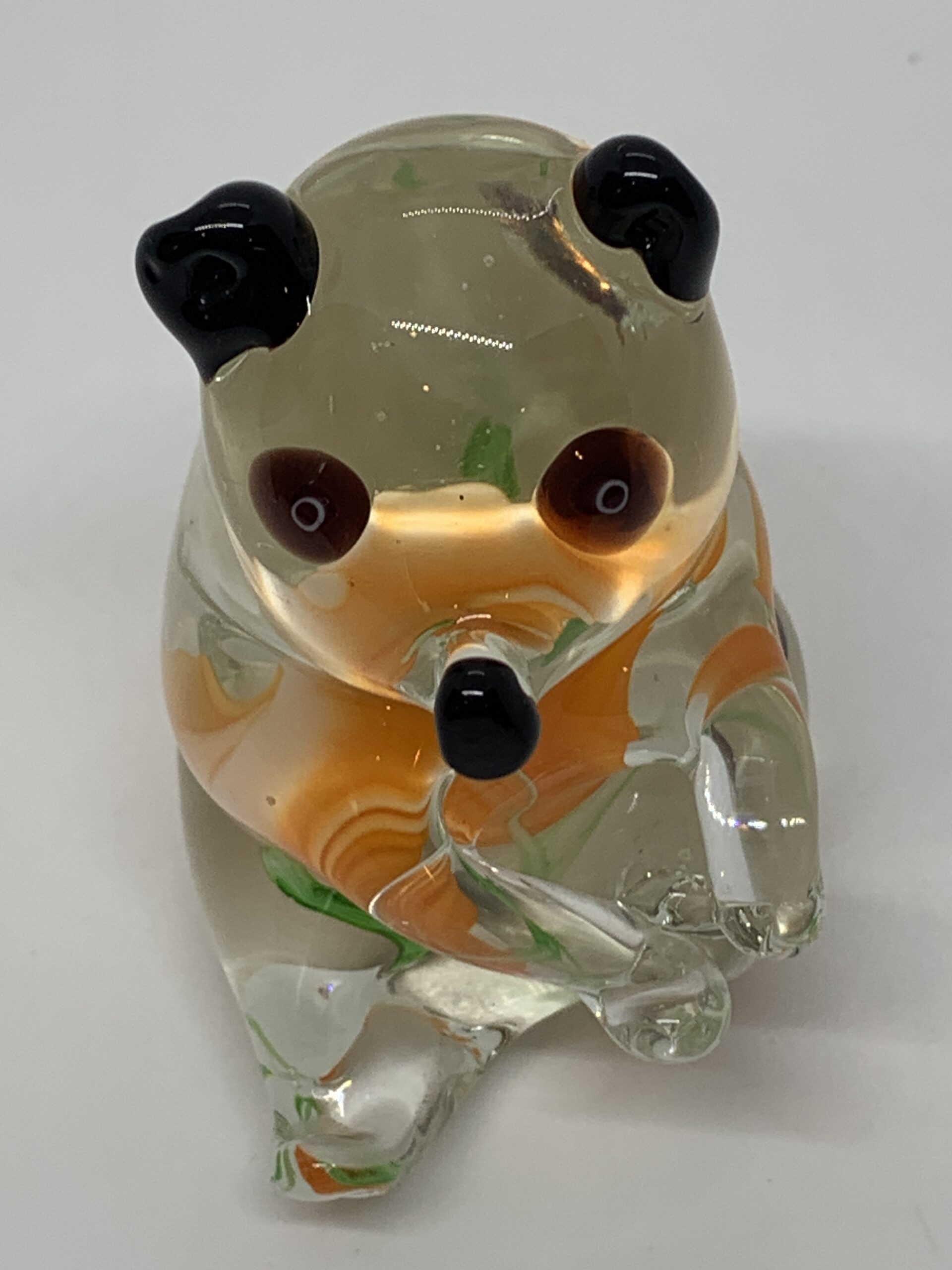 Clear Art Glass Panda with Orange Floral inside - 9cm high - Vintage ...