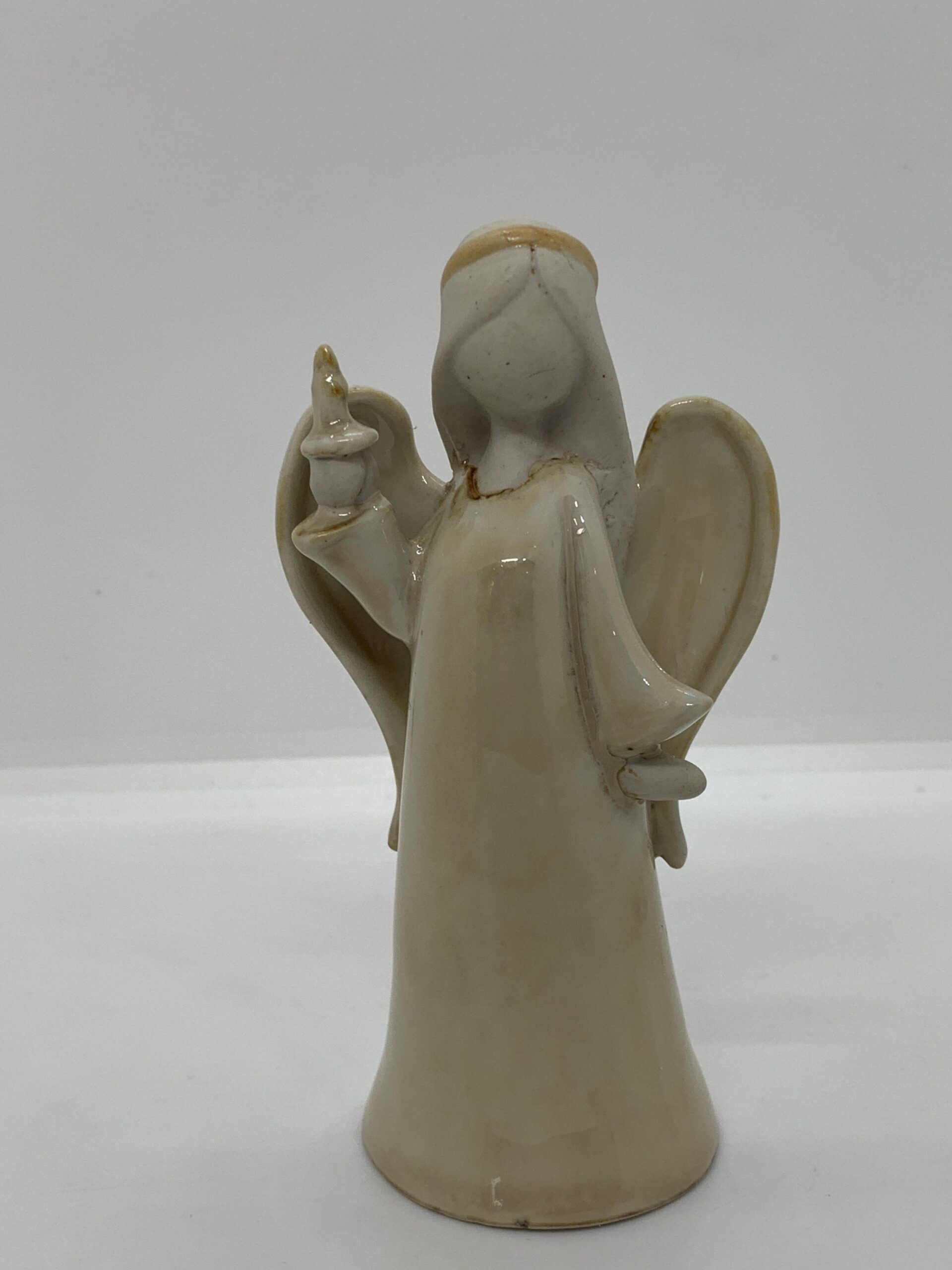 Vintage Pottery Angel with Candle Bell - 13cm - Vintage Keepsakes