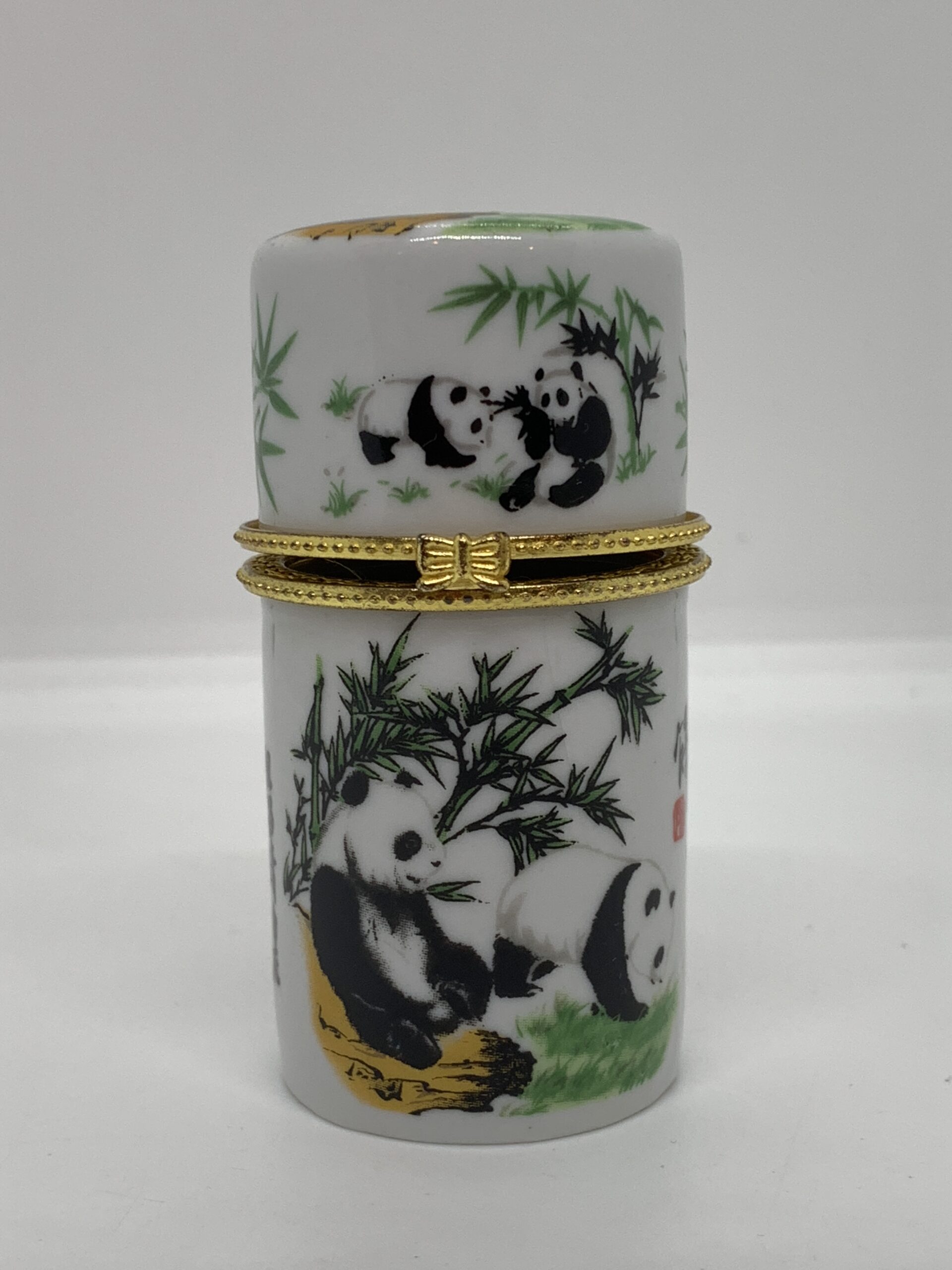 Panda - lucky bamboo - Porcelain Toothpick Holder - Vintage Keepsakes
