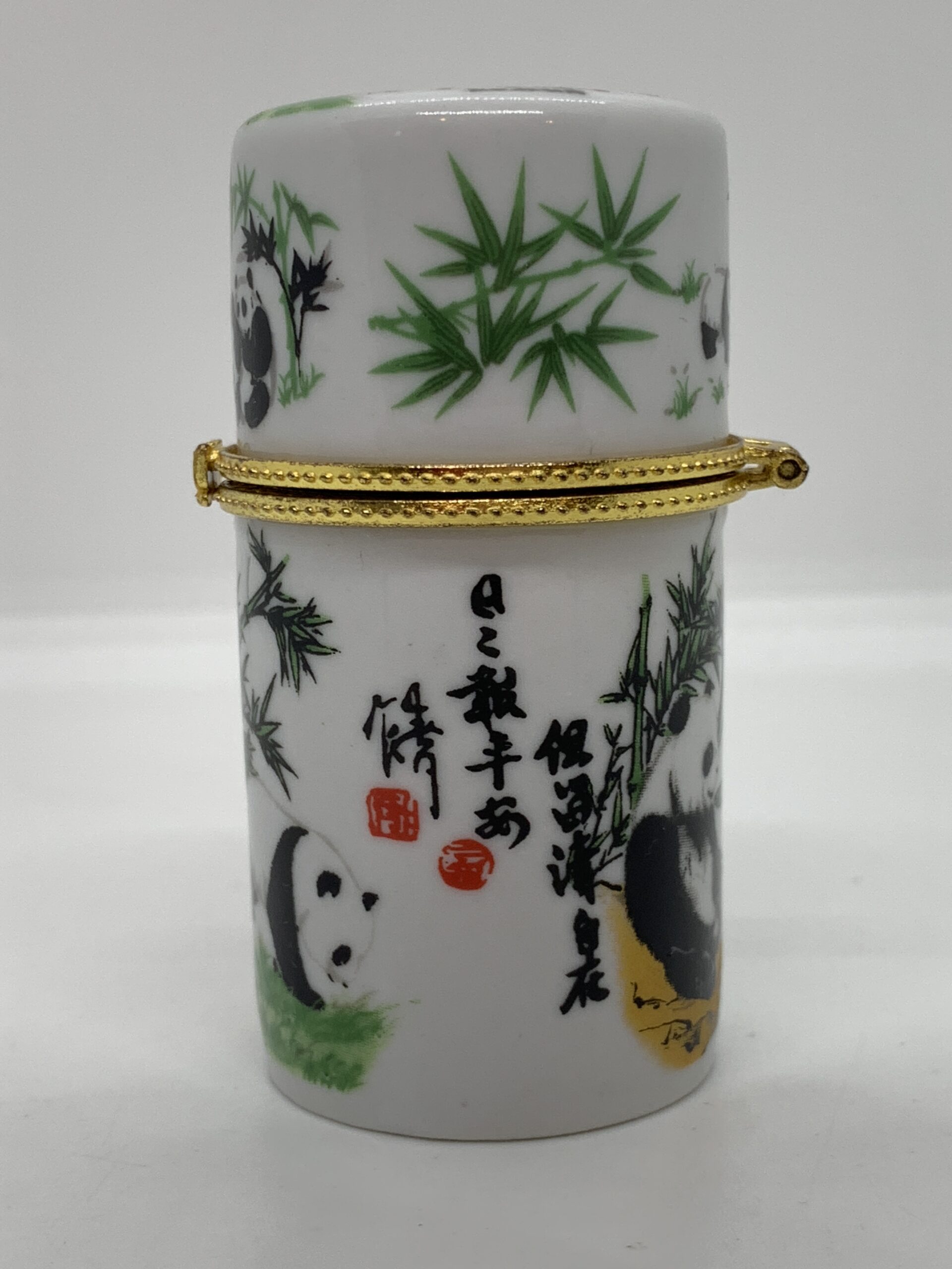 Panda - lucky bamboo - Porcelain Toothpick Holder - Vintage Keepsakes