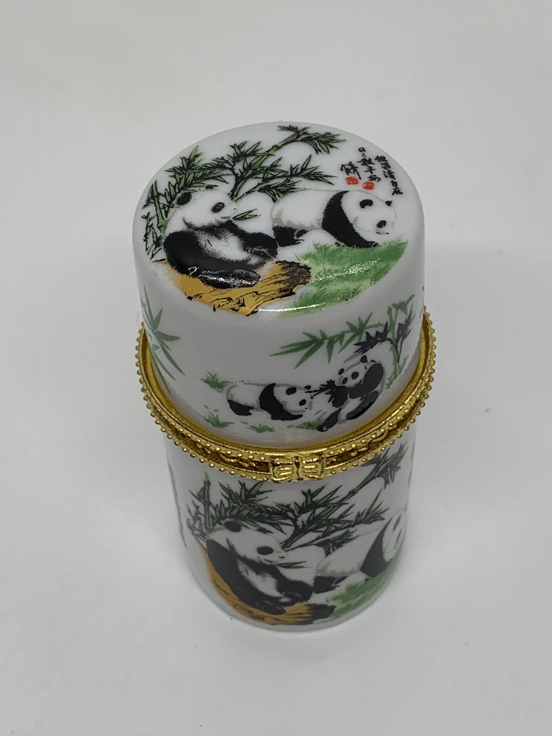 Panda - lucky bamboo - Porcelain Toothpick Holder - Vintage Keepsakes