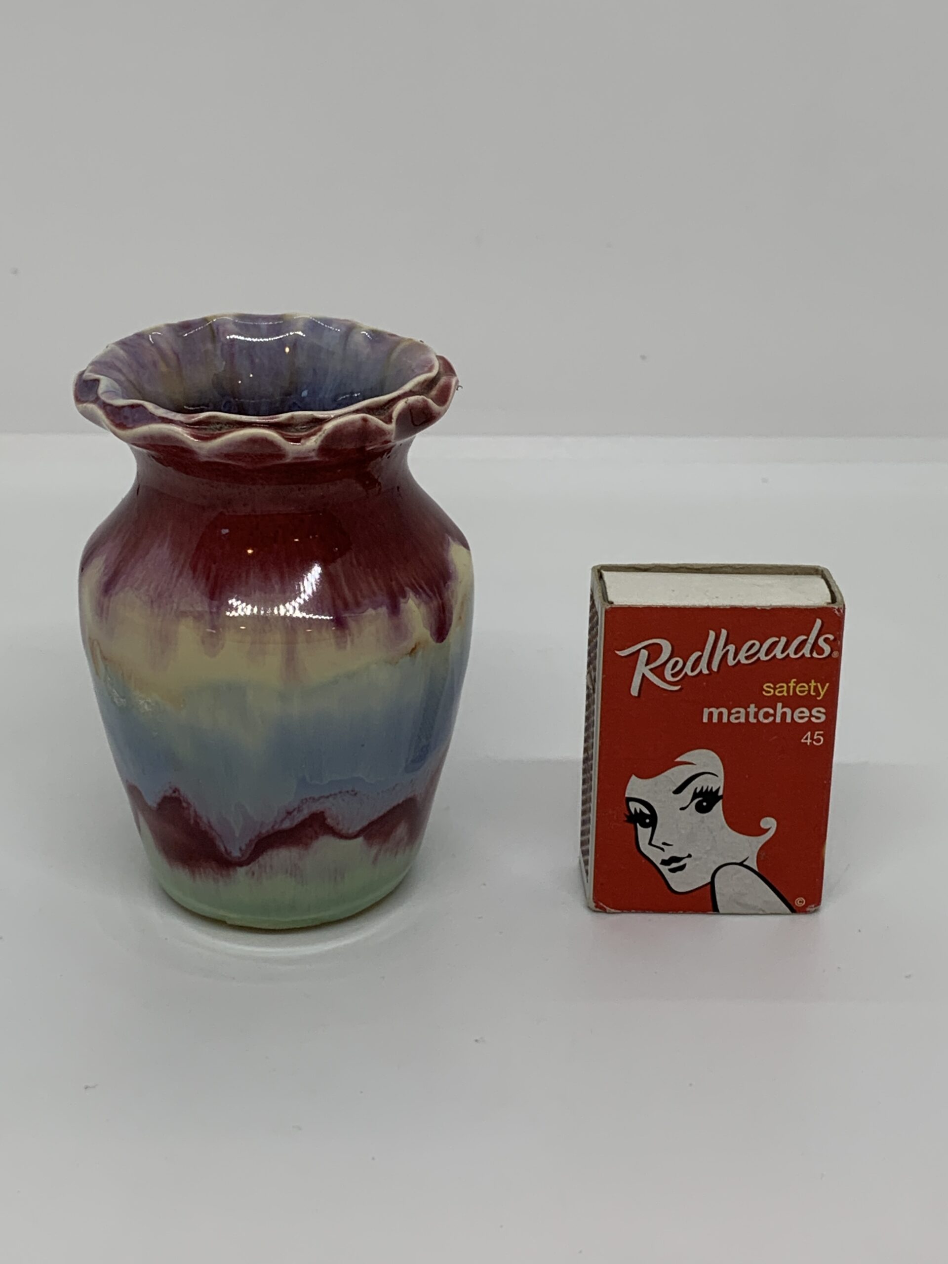 Small Australian Pottery Pinched Fringed Rim Vase 9cm high - Vintage ...