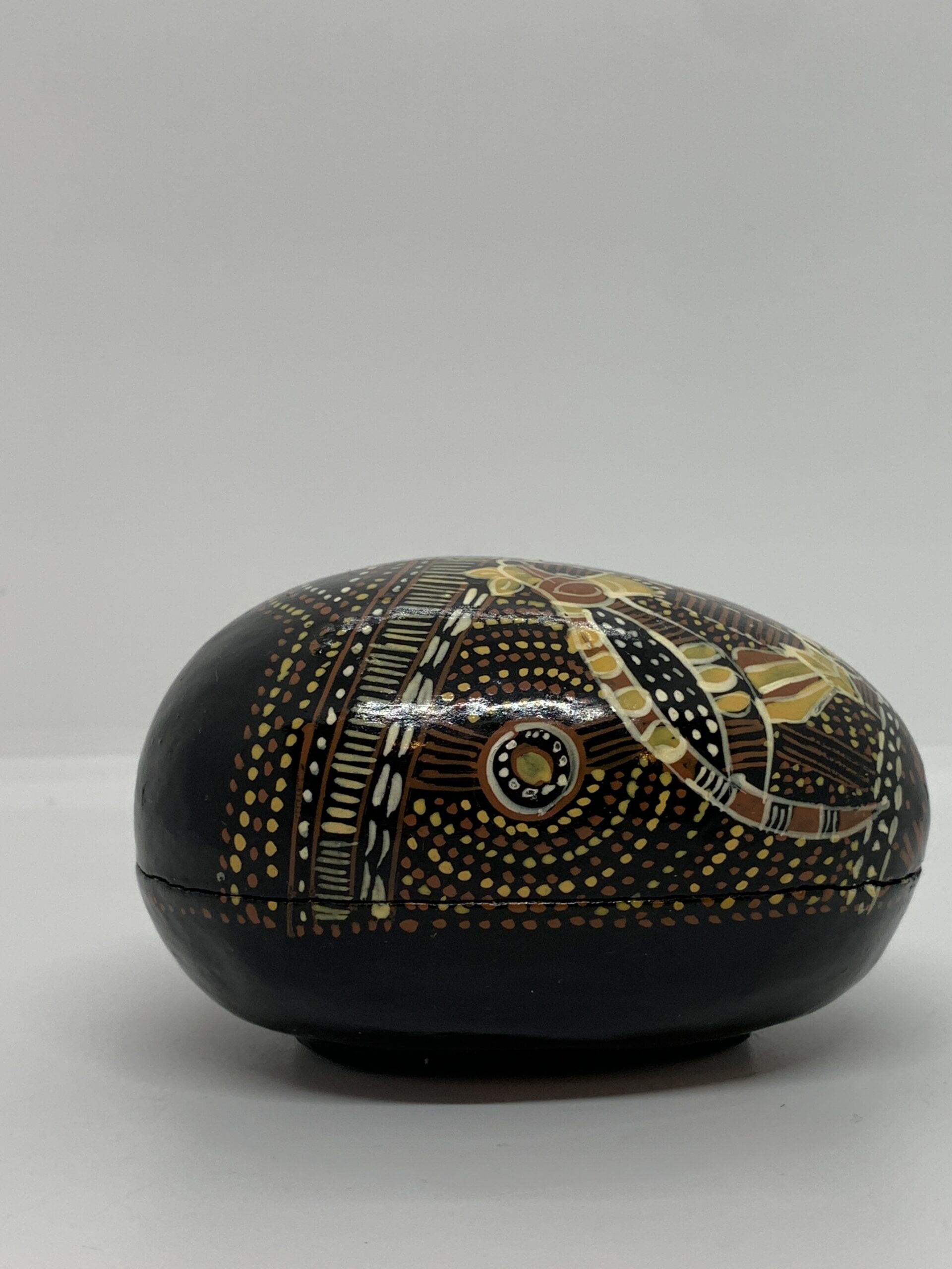 Emu Track Lacquared Paper Mache Lidded Egg with Aboriginal Design 10cm ...