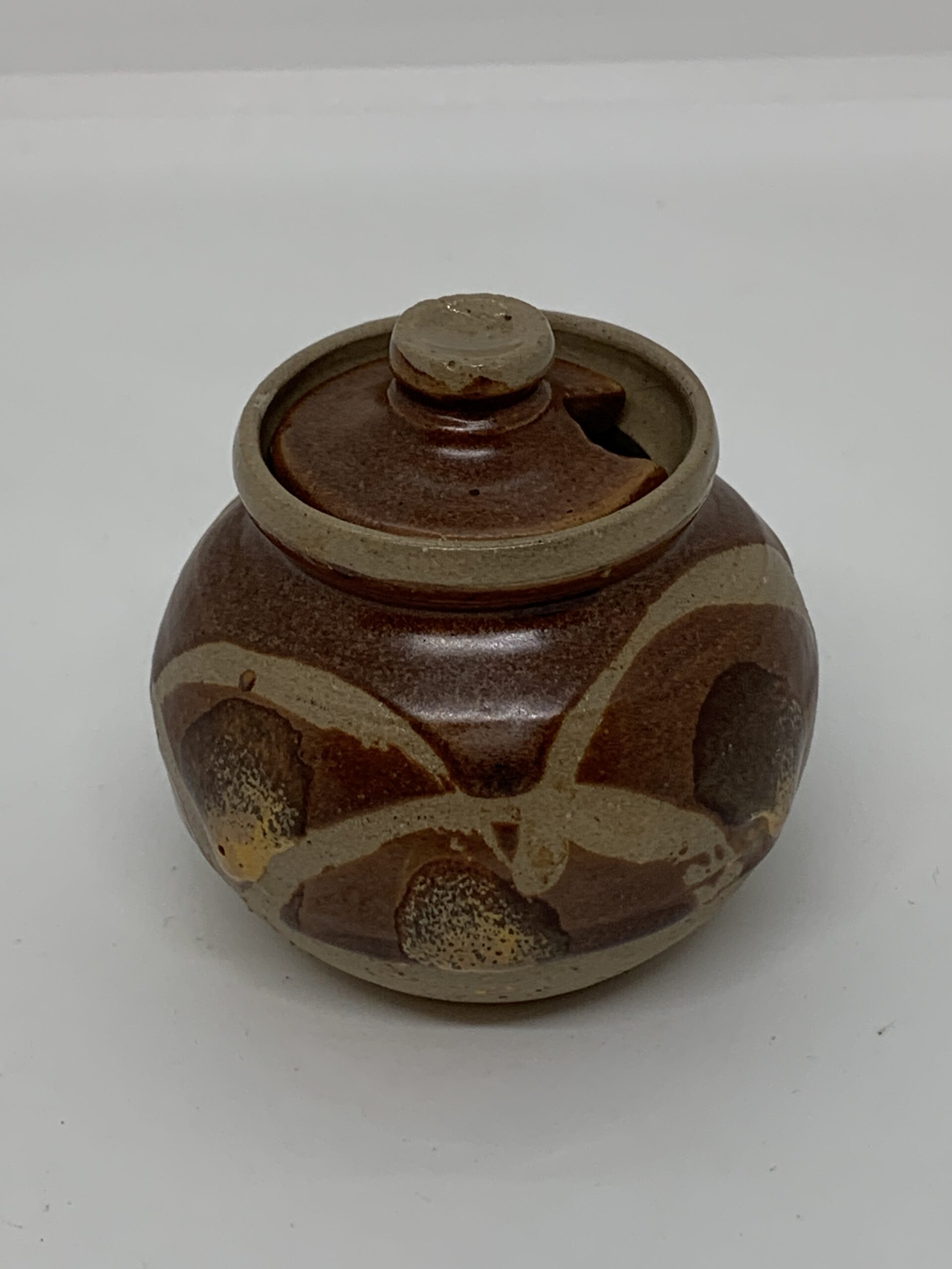 Dyson Pottery Small Mustard Pot with Lid 5cm (incised signature to base ...