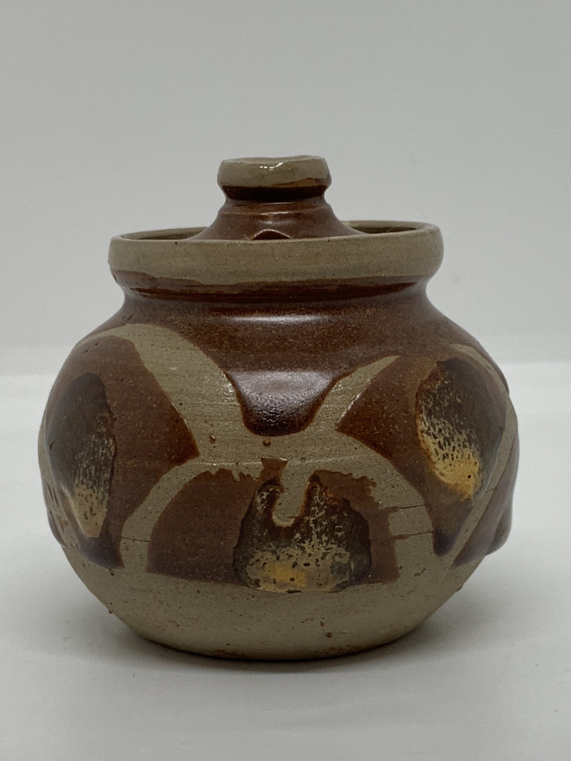Dyson Pottery Small Mustard Pot with Lid 5cm (incised signature to base ...