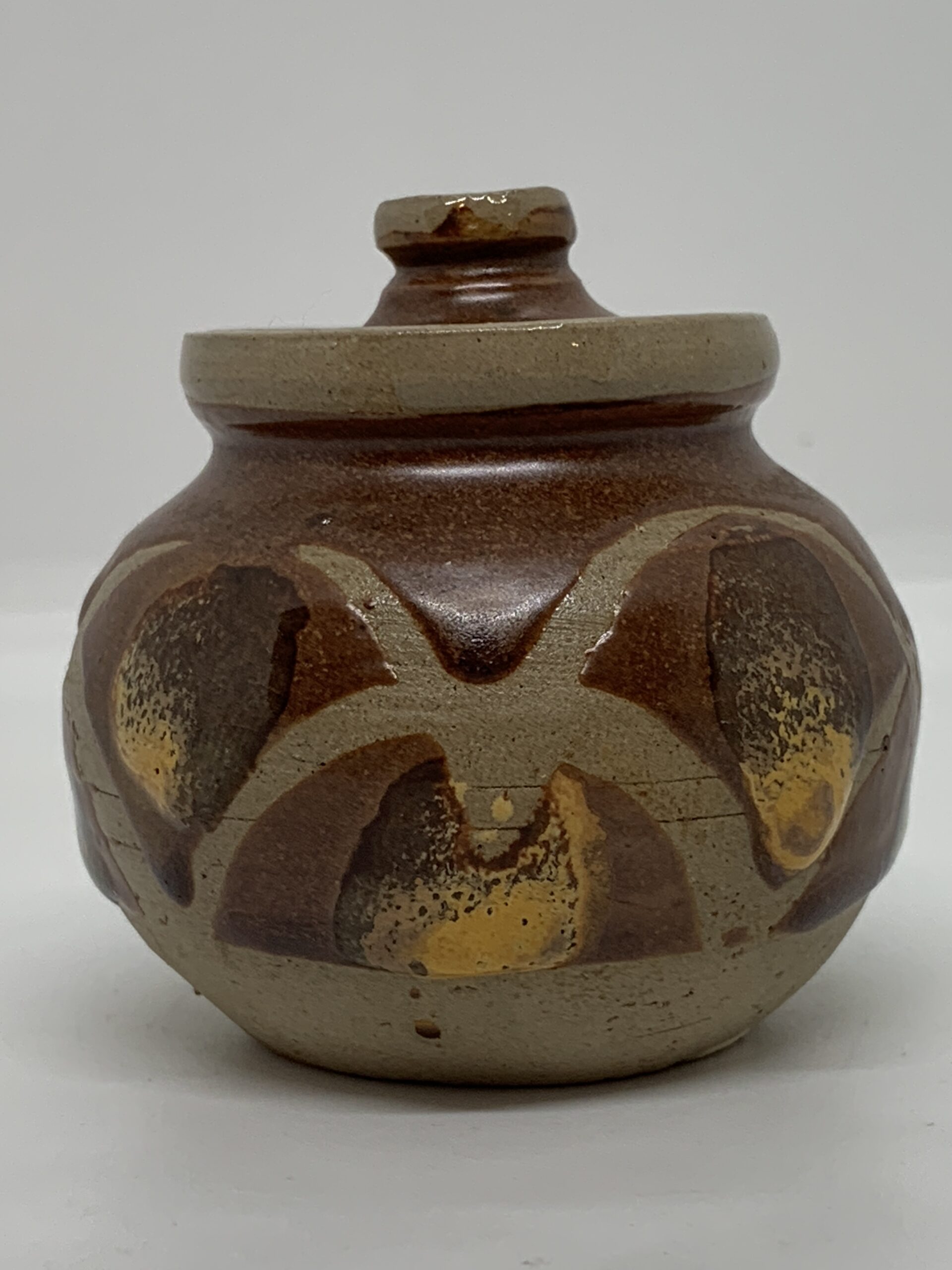 Dyson Pottery Small Mustard Pot with Lid 5cm (incised signature to base ...