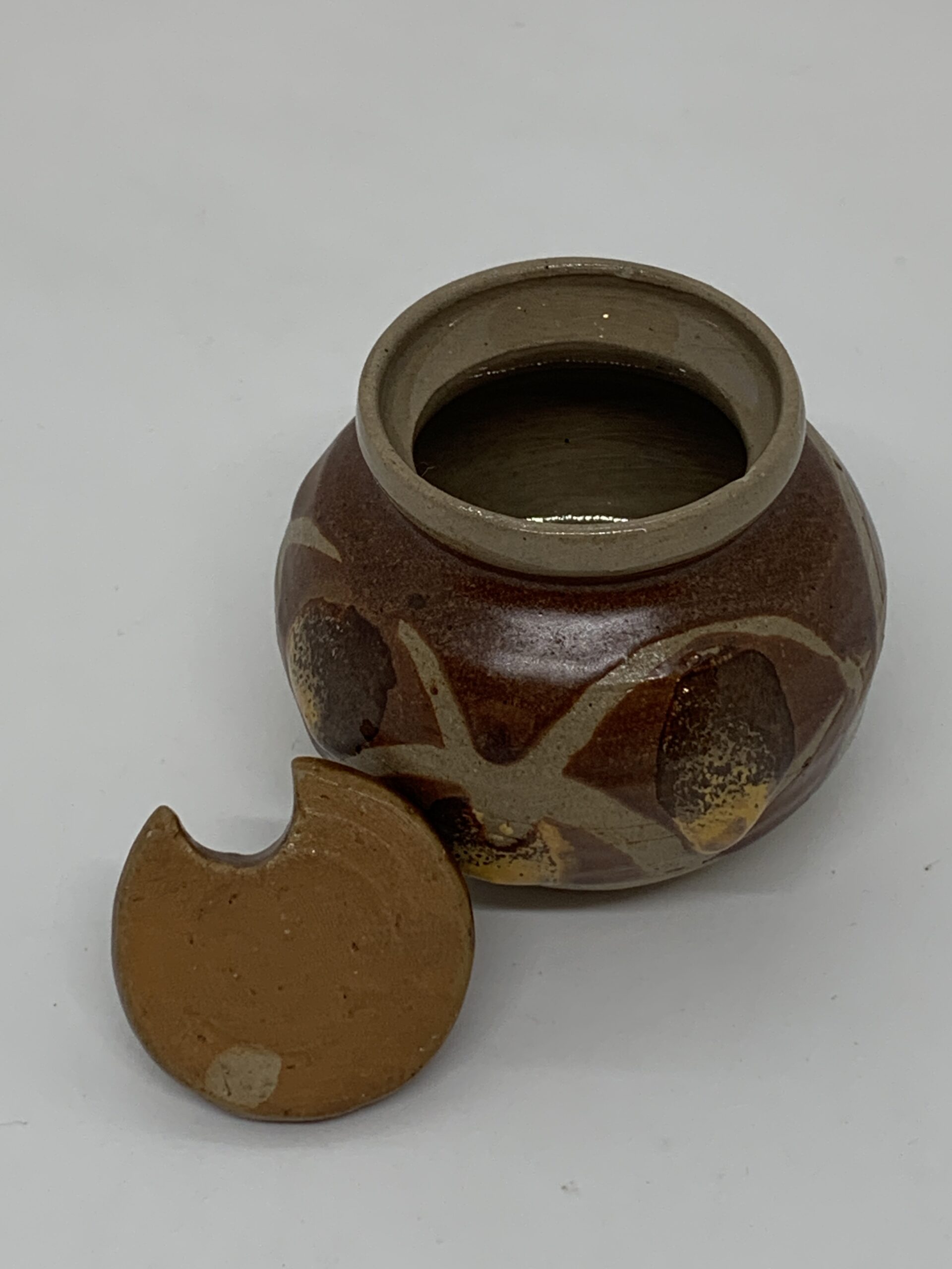 Dyson Pottery Small Mustard Pot with Lid 5cm (incised signature to base ...