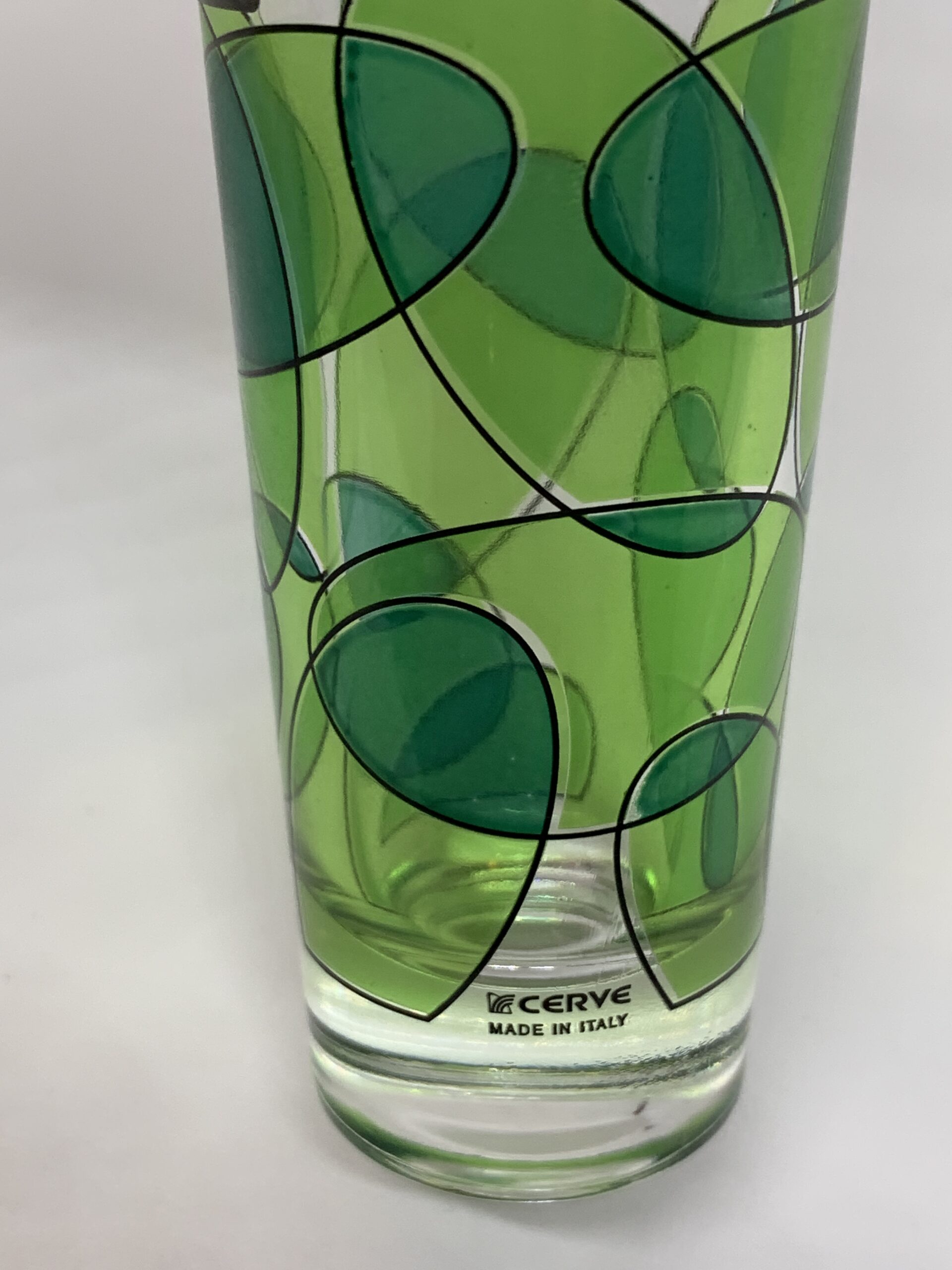 Retro Italian Circleware Design Green Shot Glass - Vintage Keepsakes