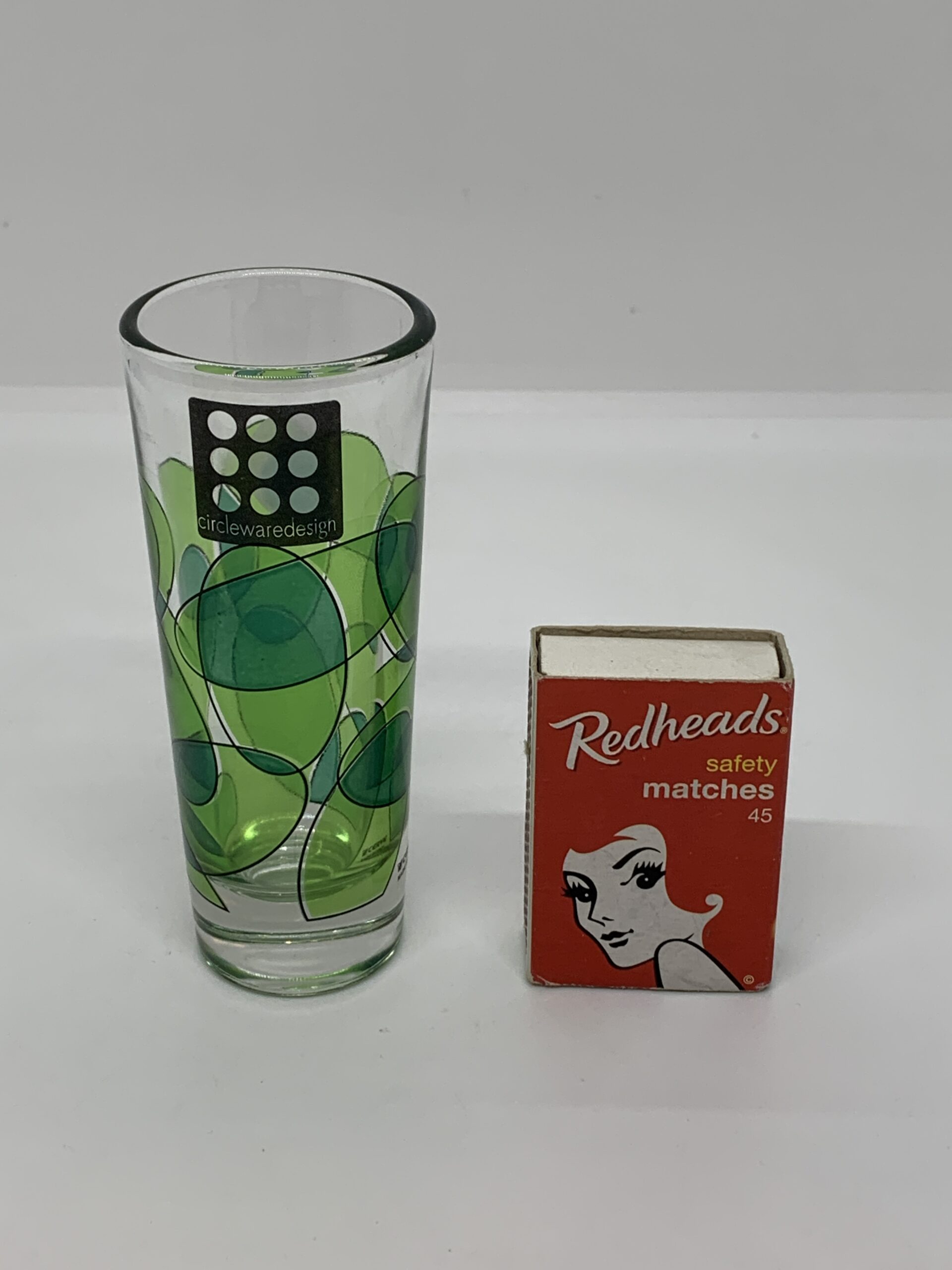 Retro Italian Circleware Design Green Shot Glass - Vintage Keepsakes