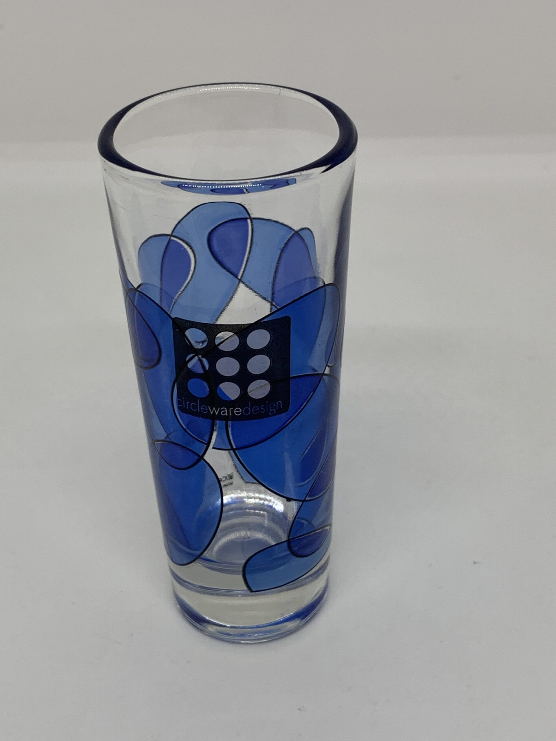 Retro Italian Circleware Design Blue Shot Glass - Vintage Keepsakes