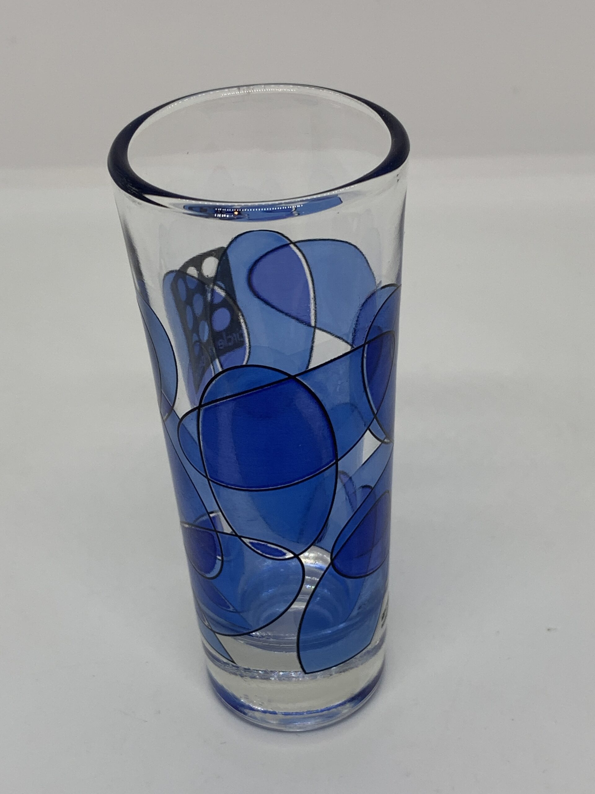 Retro Italian Circleware Design Blue Shot Glass - Vintage Keepsakes