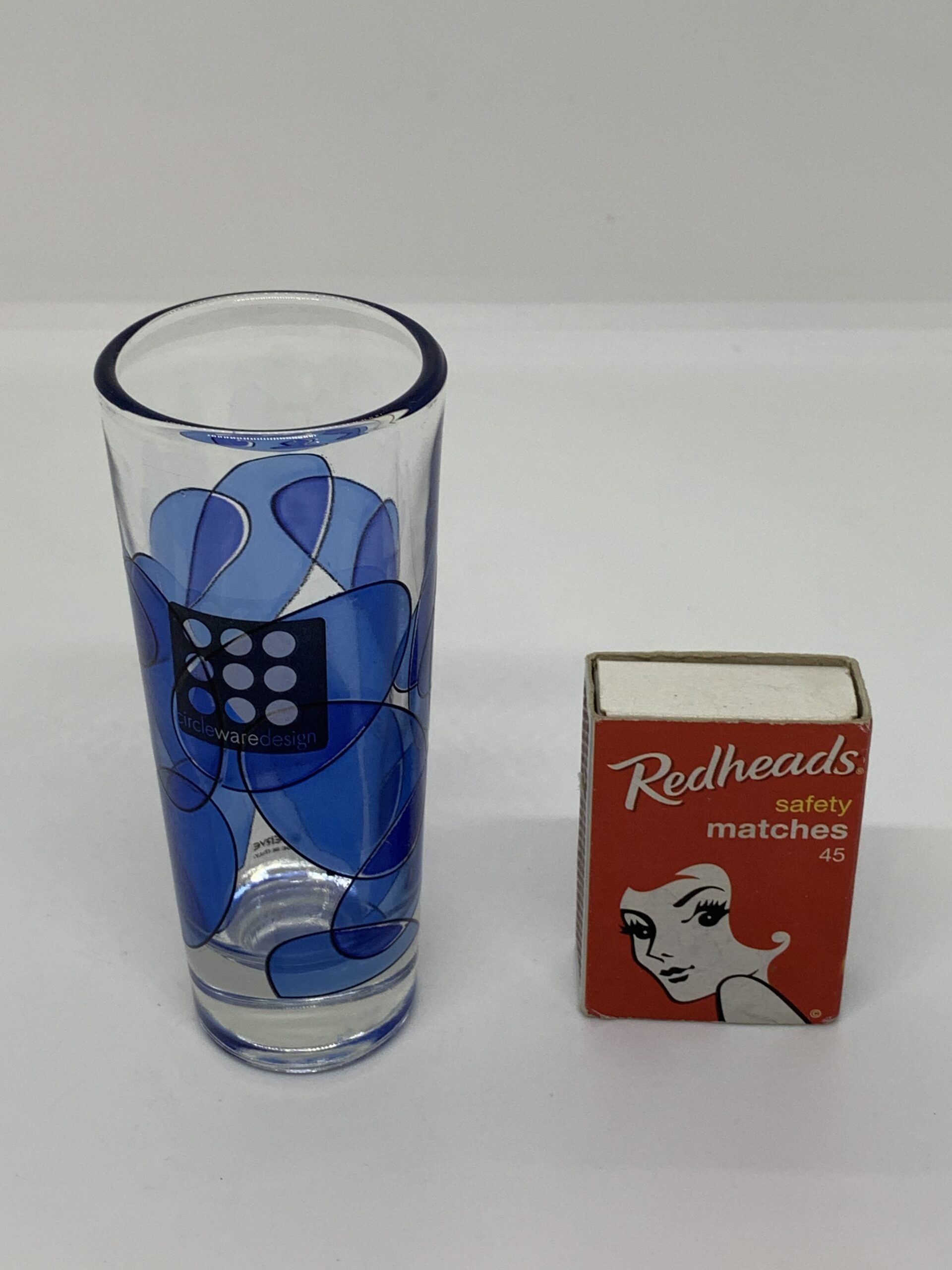 Retro Italian Circleware Design Blue Shot Glass - Vintage Keepsakes