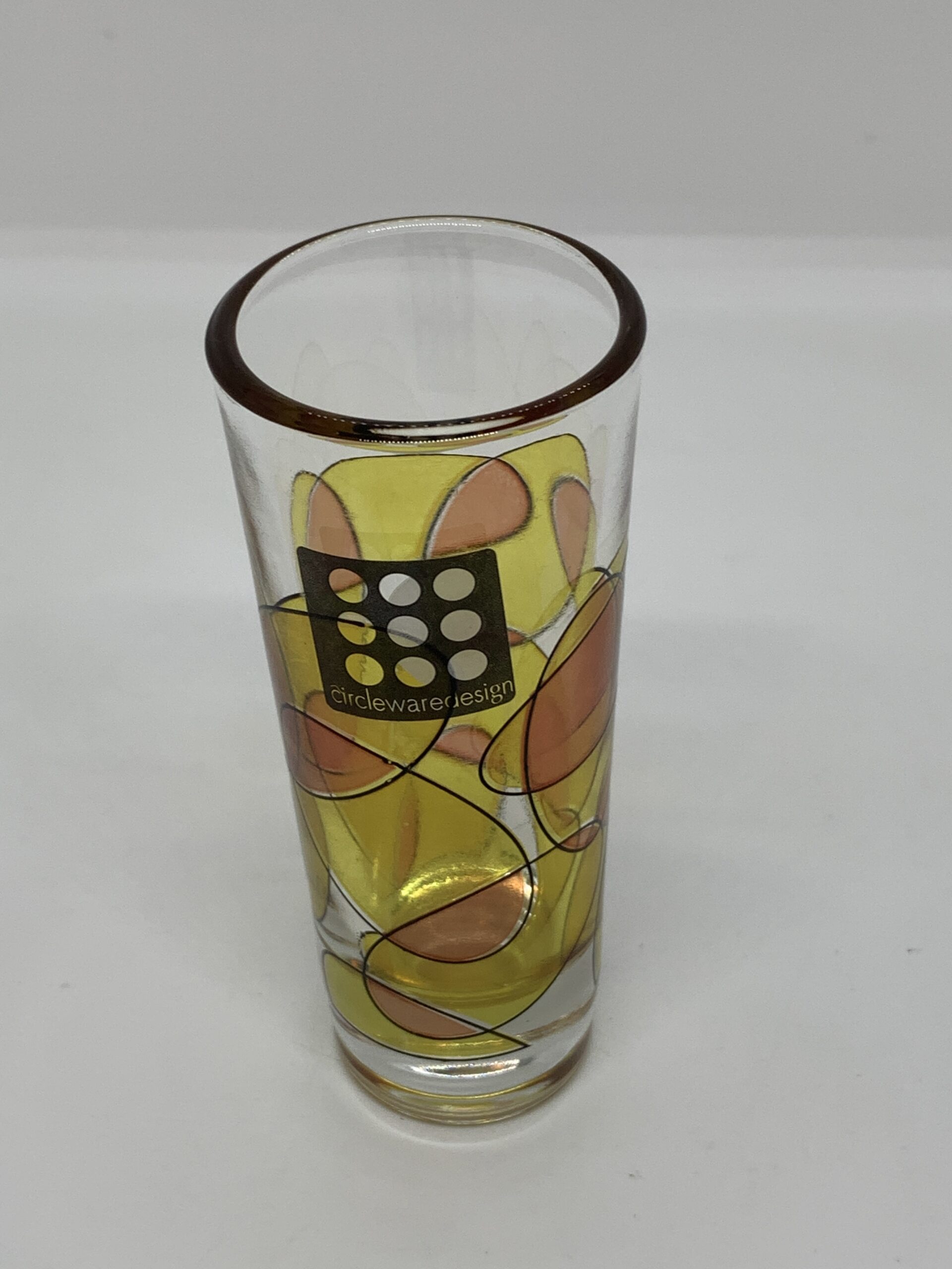 Retro Italian Circleware Design Yellow Shot Glass - Vintage Keepsakes
