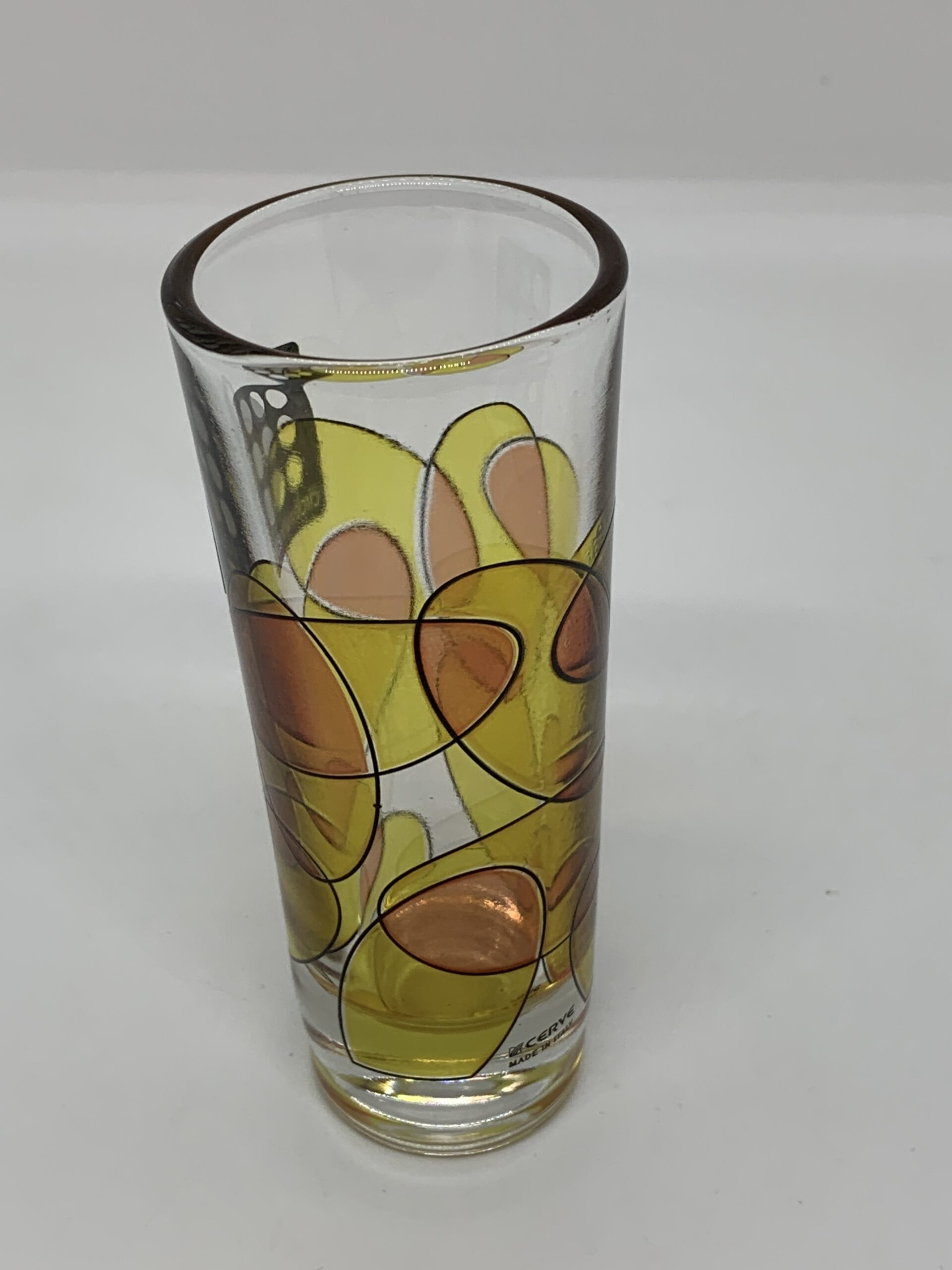 Retro Italian Circleware Design Yellow Shot Glass - Vintage Keepsakes