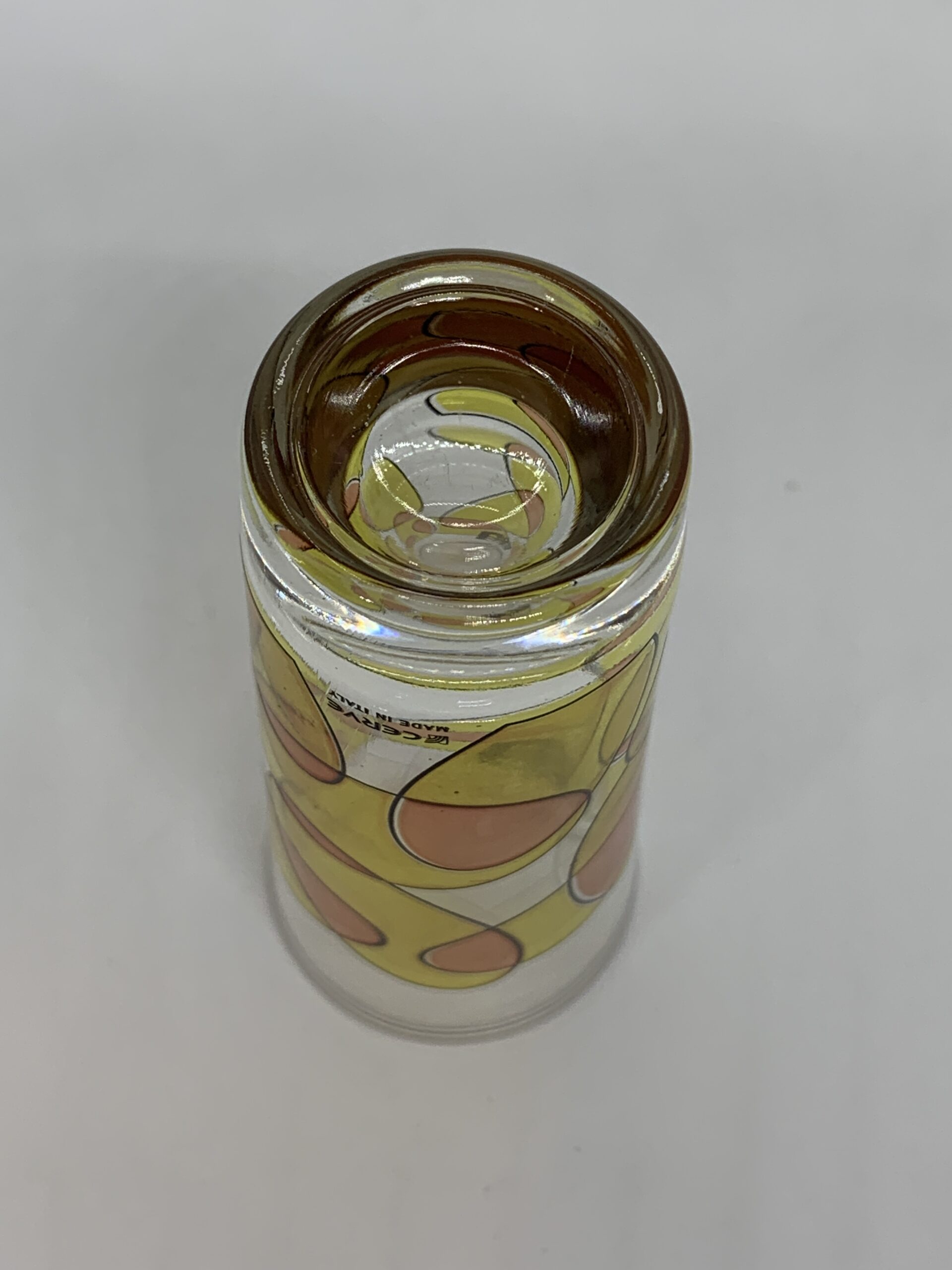 Retro Italian Circleware Design Yellow Shot Glass - Vintage Keepsakes