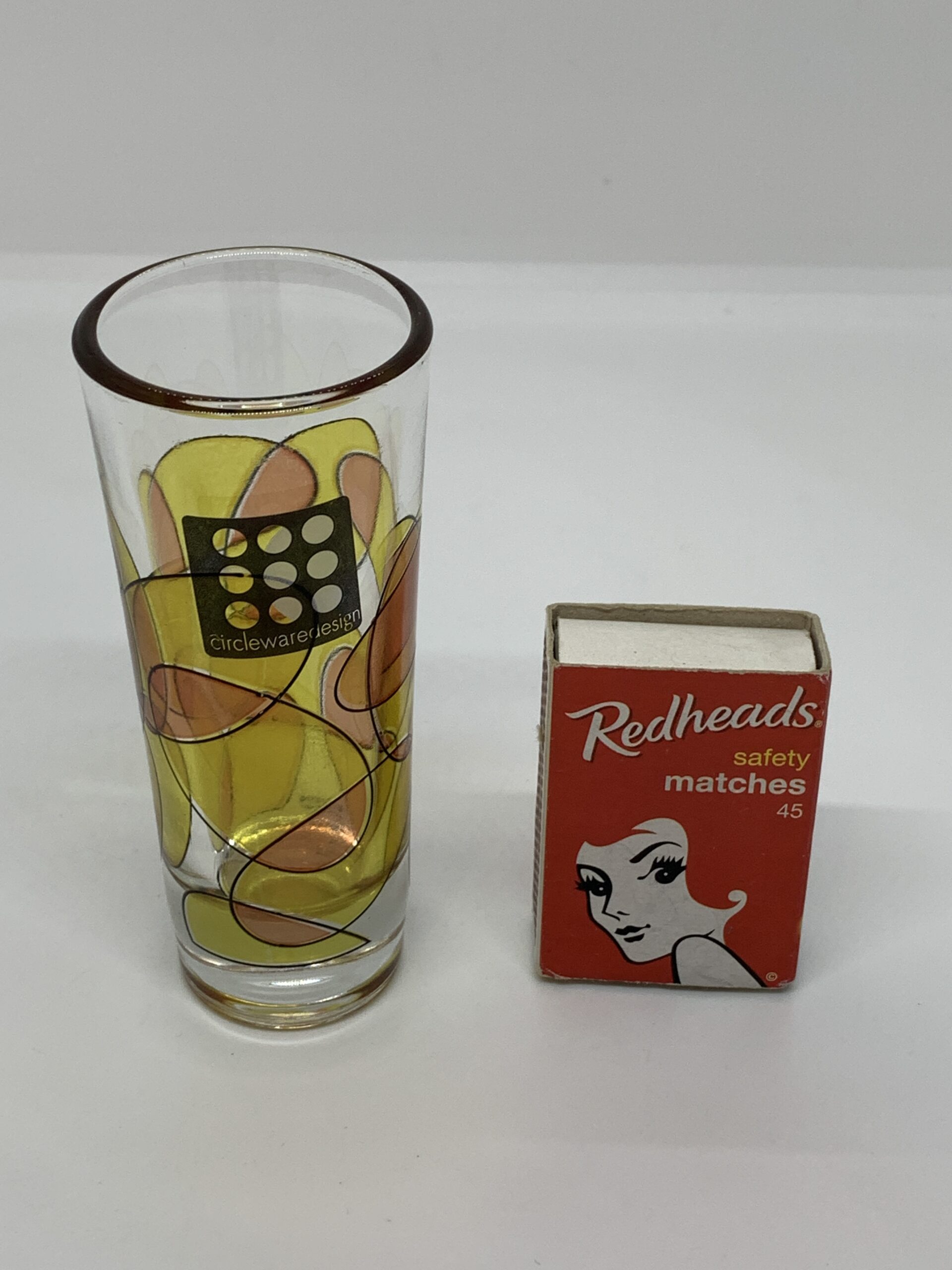 Retro Italian Circleware Design Yellow Shot Glass - Vintage Keepsakes