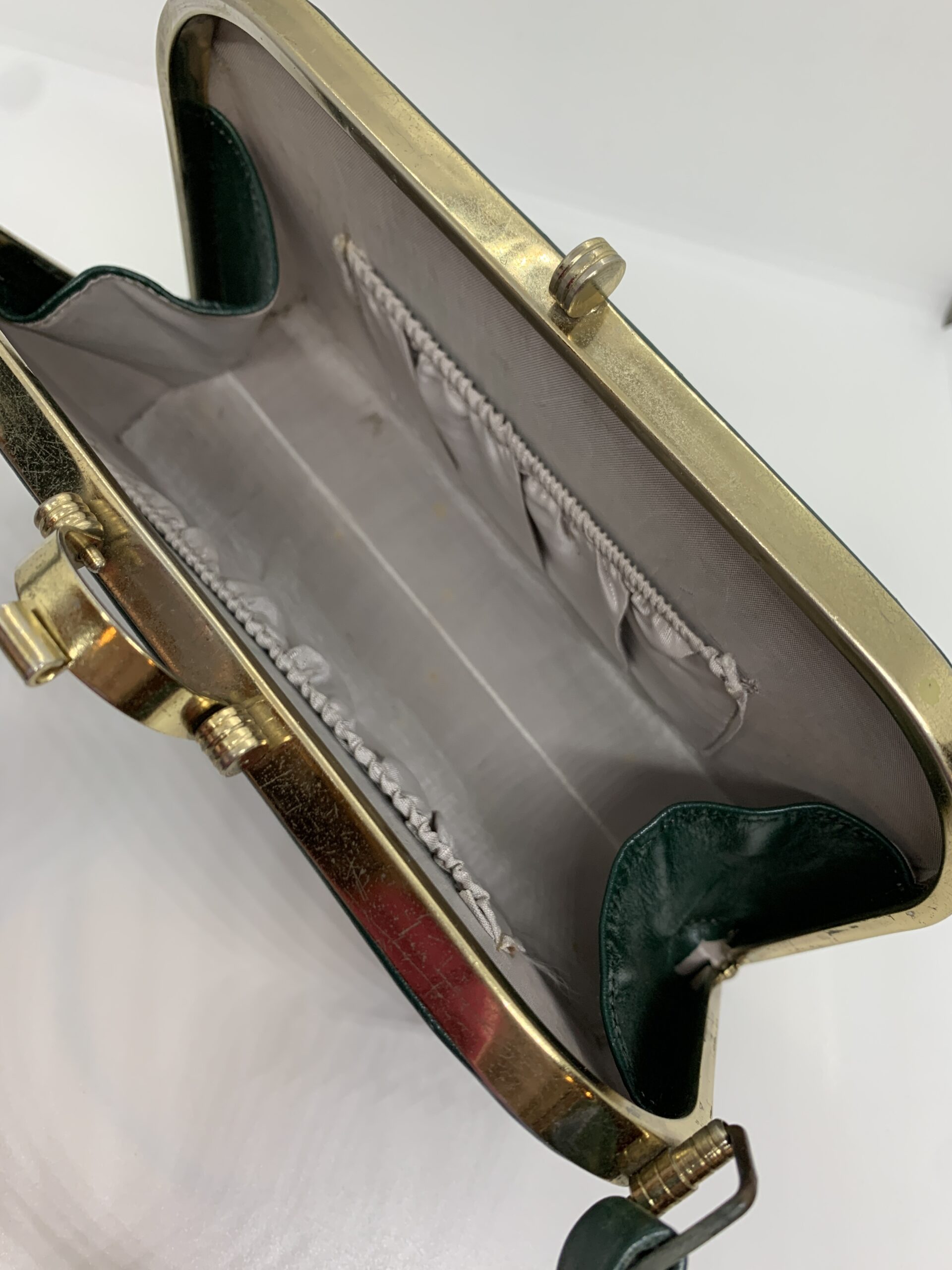 Vintage Green Leather Framed Handbag by Drews Pty Ltd (14x22cm ...