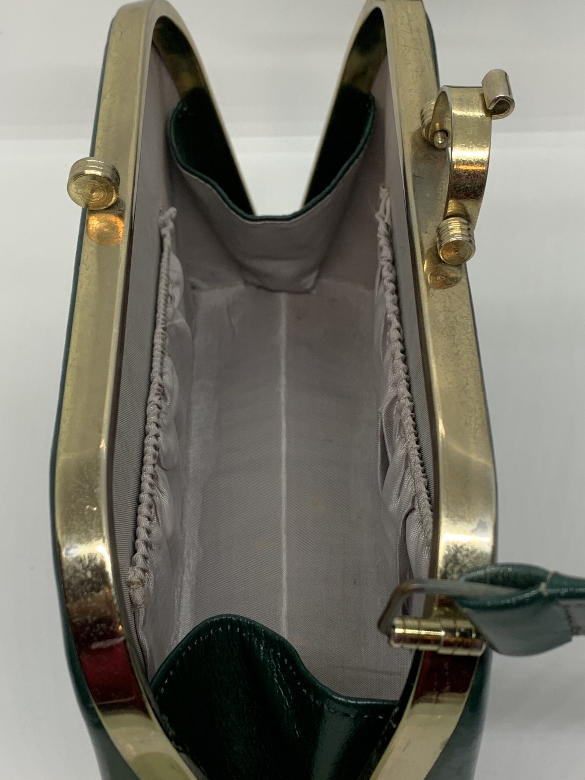 Vintage Green Leather Framed Handbag by Drews Pty Ltd (14x22cm ...