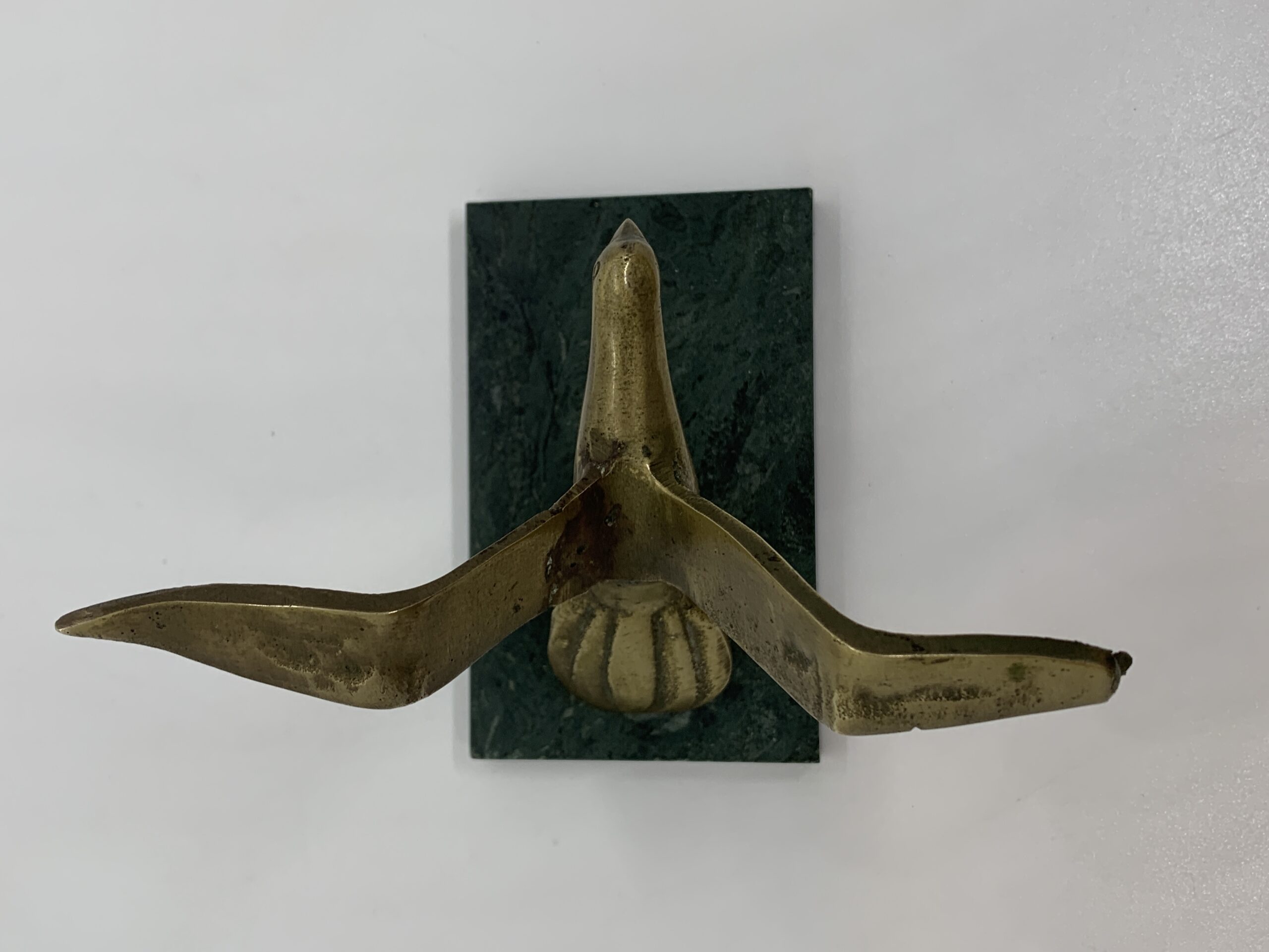 Vintage Brass Seagull on Green Marble Base Sculpture 9cm (broken wing ...