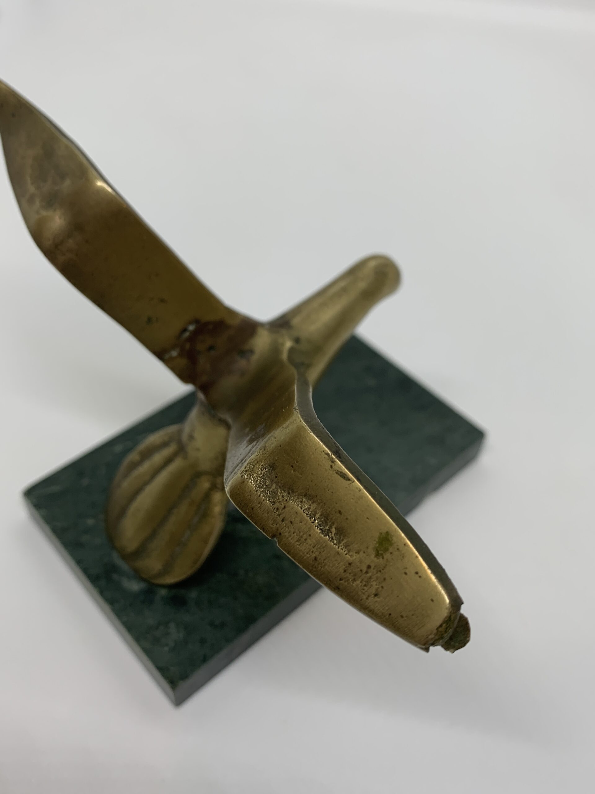 Vintage Brass Seagull on Green Marble Base Sculpture 9cm (broken wing ...