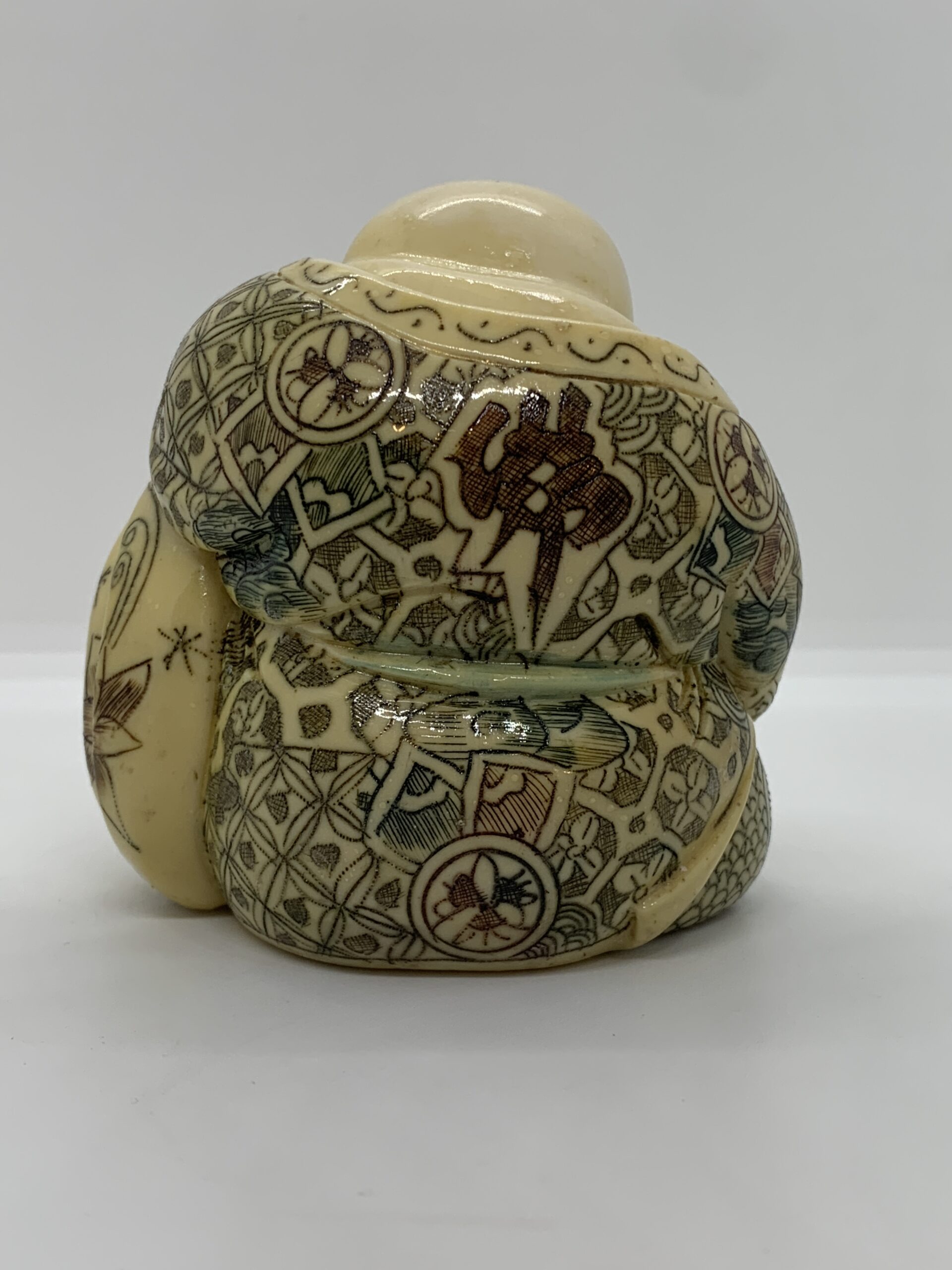Inked Resin Buddha Hiding Children (hand painted and marked to base ...