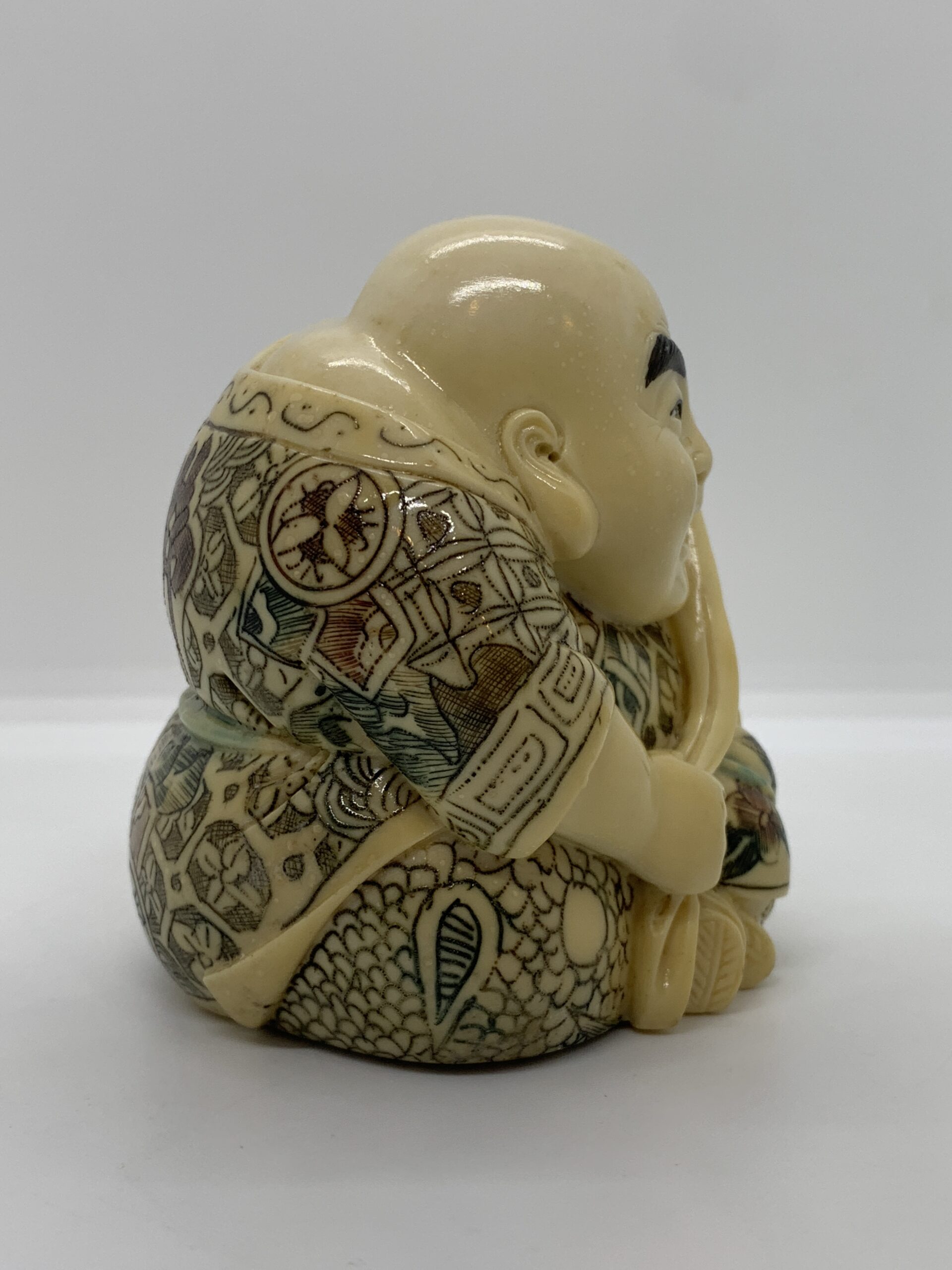 Inked Resin Buddha Hiding Children (hand painted and marked to base ...