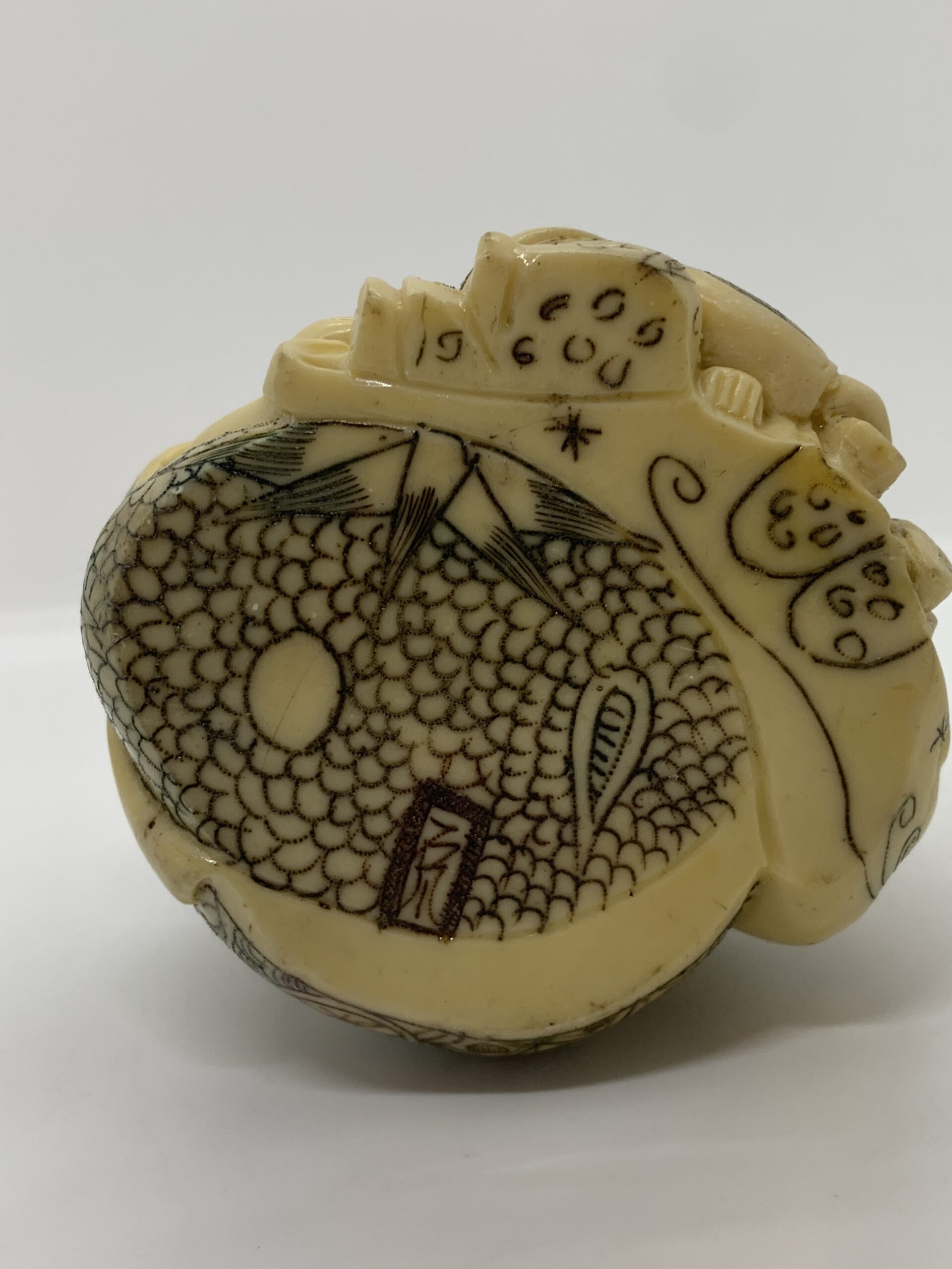 Inked Resin Buddha Hiding Children (hand painted and marked to base ...