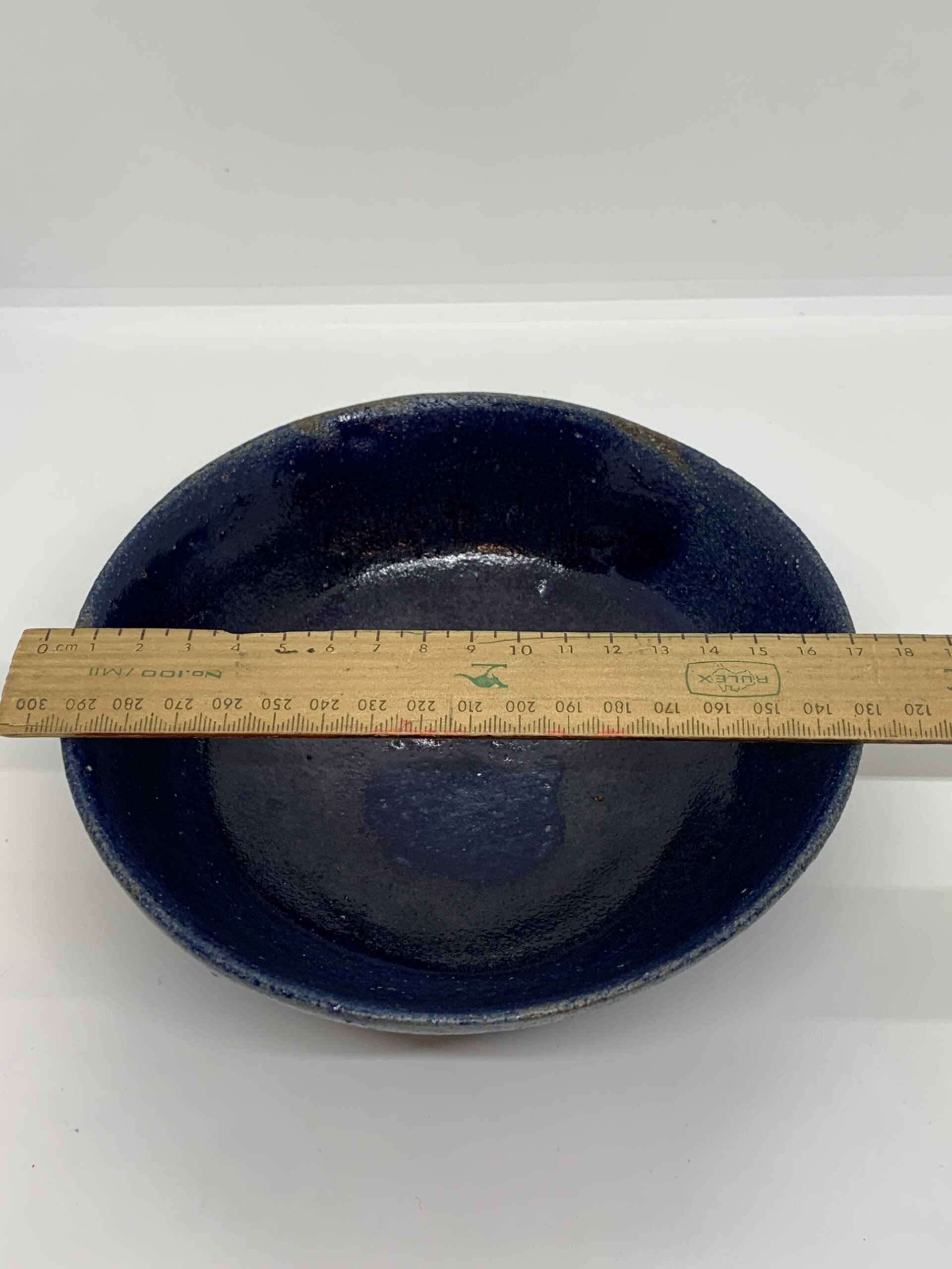 Blue Pottery Bowl marked GT 17cm wide - Vintage Keepsakes