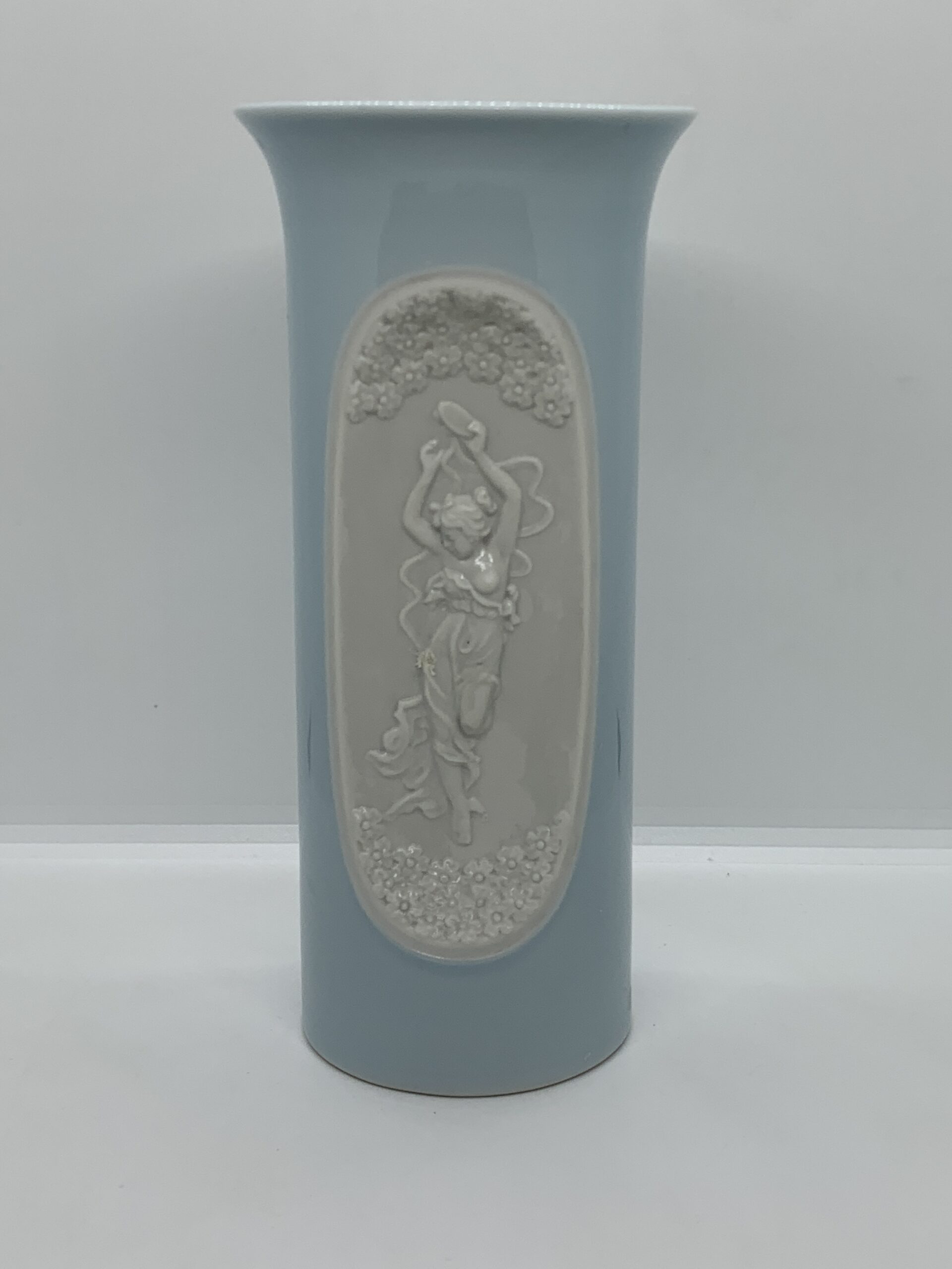 Gempo Giftware Powder Blue Porcelain Vase with Child Relief to side ...