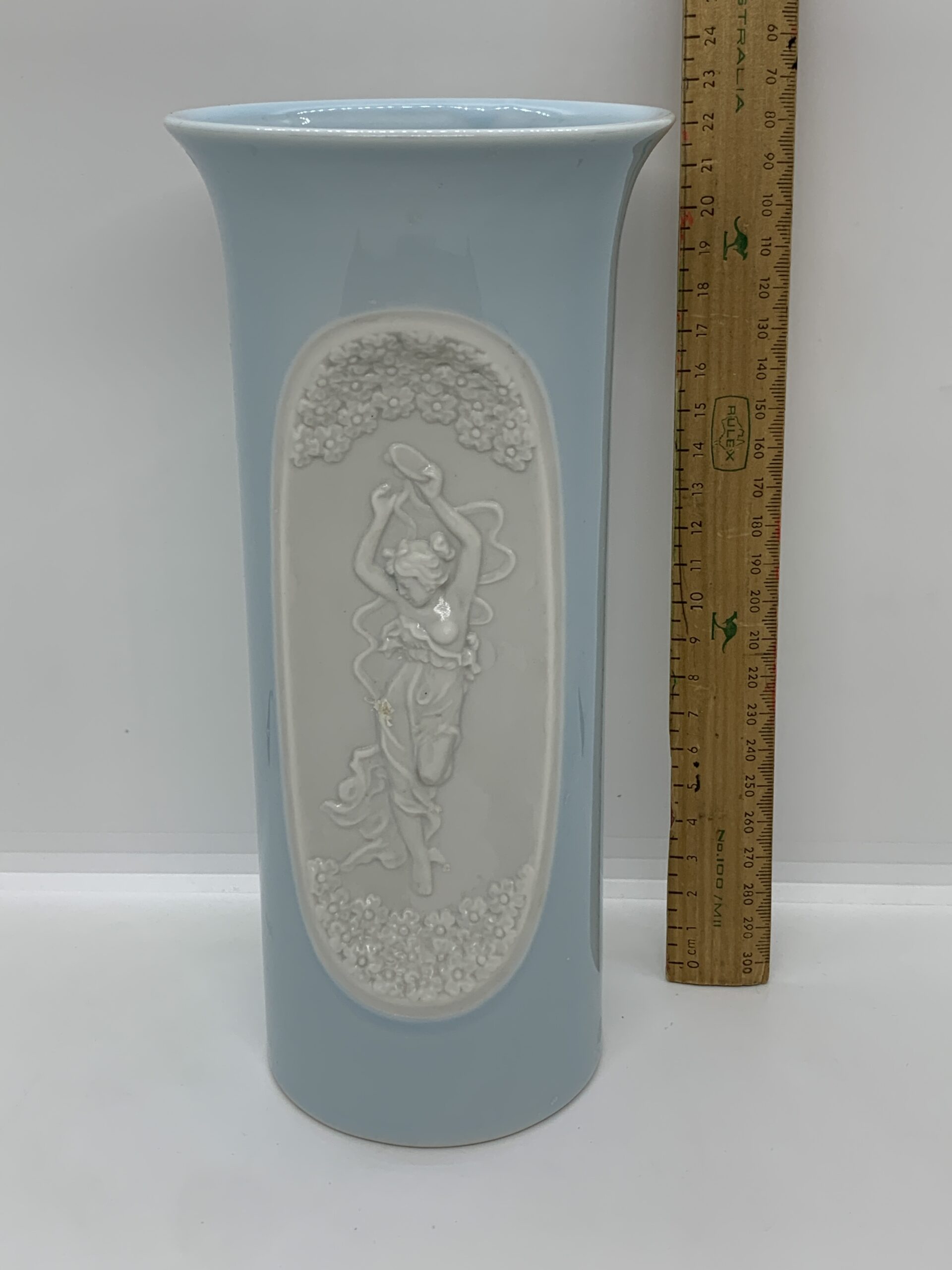 Gempo Giftware Powder Blue Porcelain Vase with Child Relief to side ...