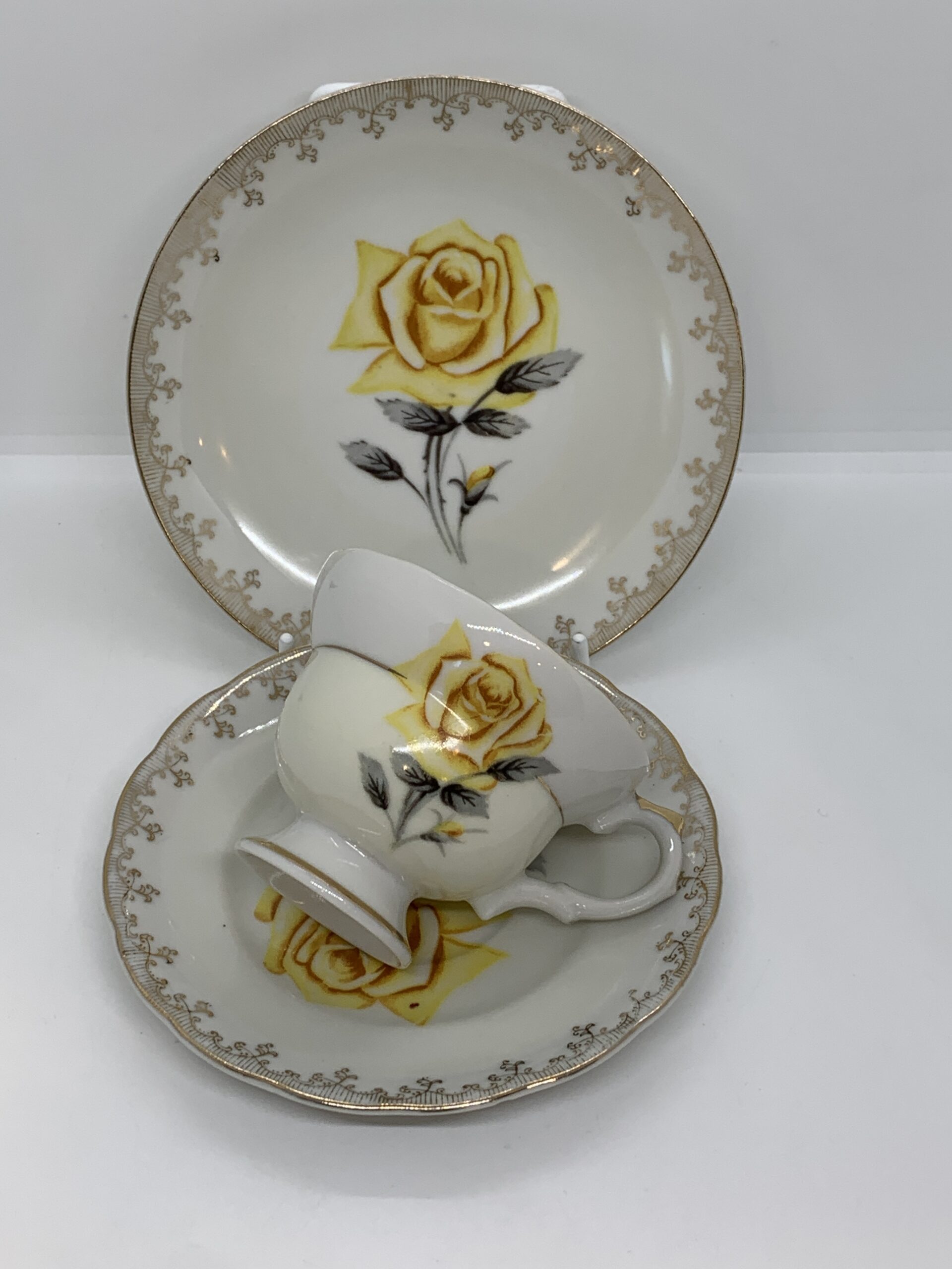 Japanese Fine China Yellow Rose Trio - Vintage Keepsakes
