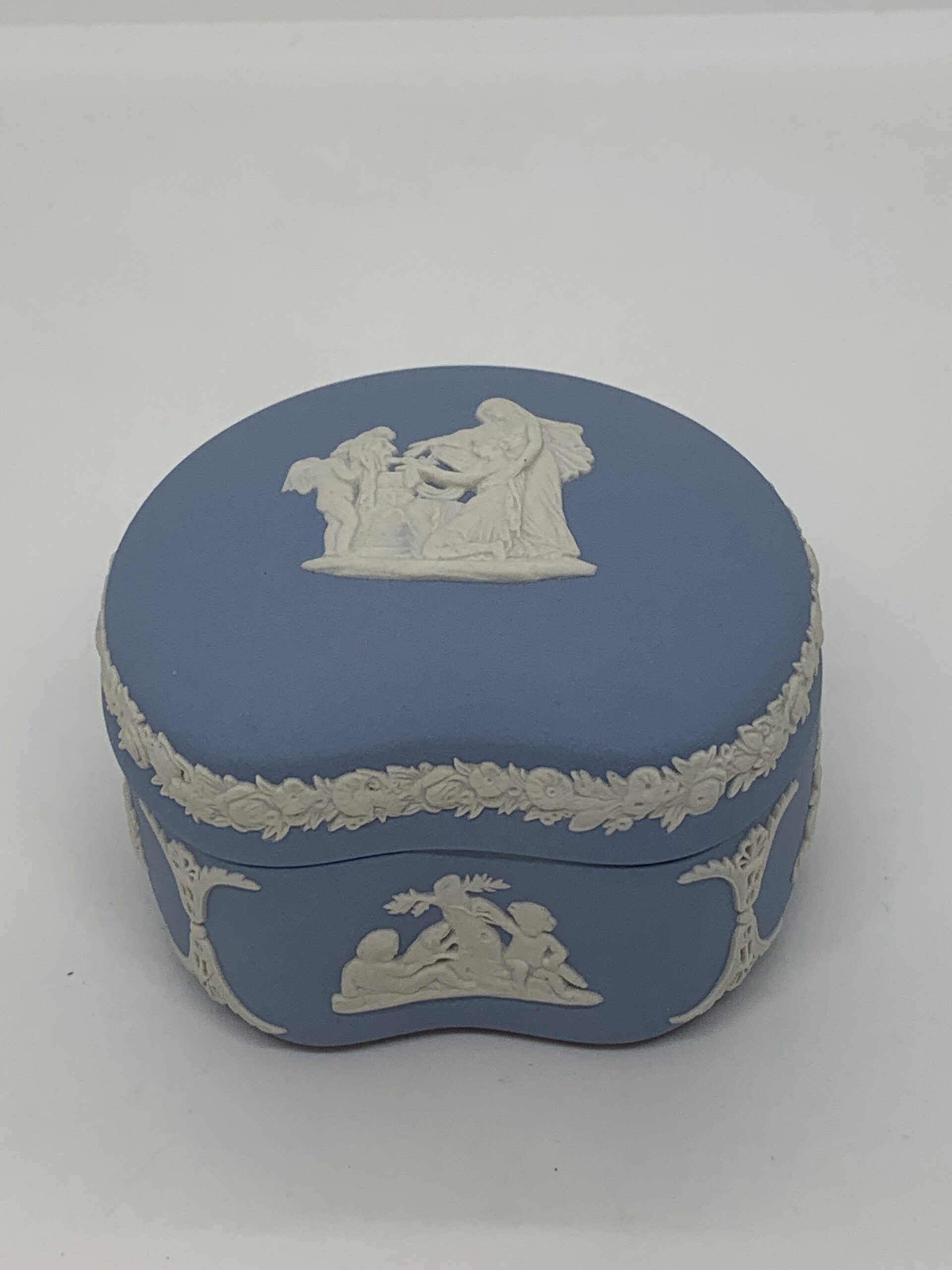 Wedgwood Powder Blue Jasperware Bean shaped Trinket - Vintage Keepsakes
