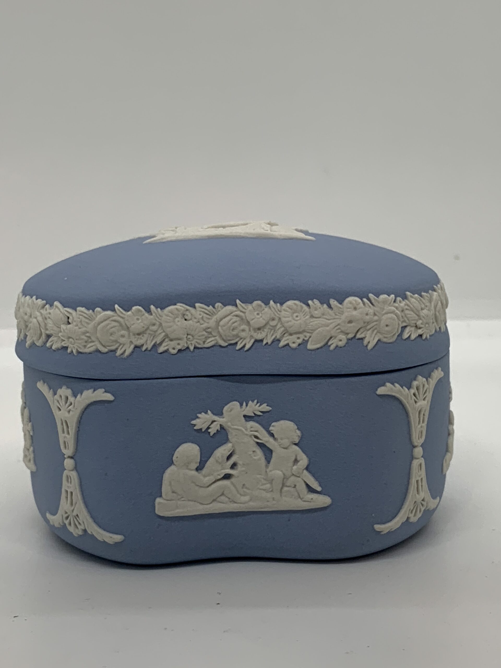 Wedgwood Powder Blue Jasperware Bean shaped Trinket - Vintage Keepsakes