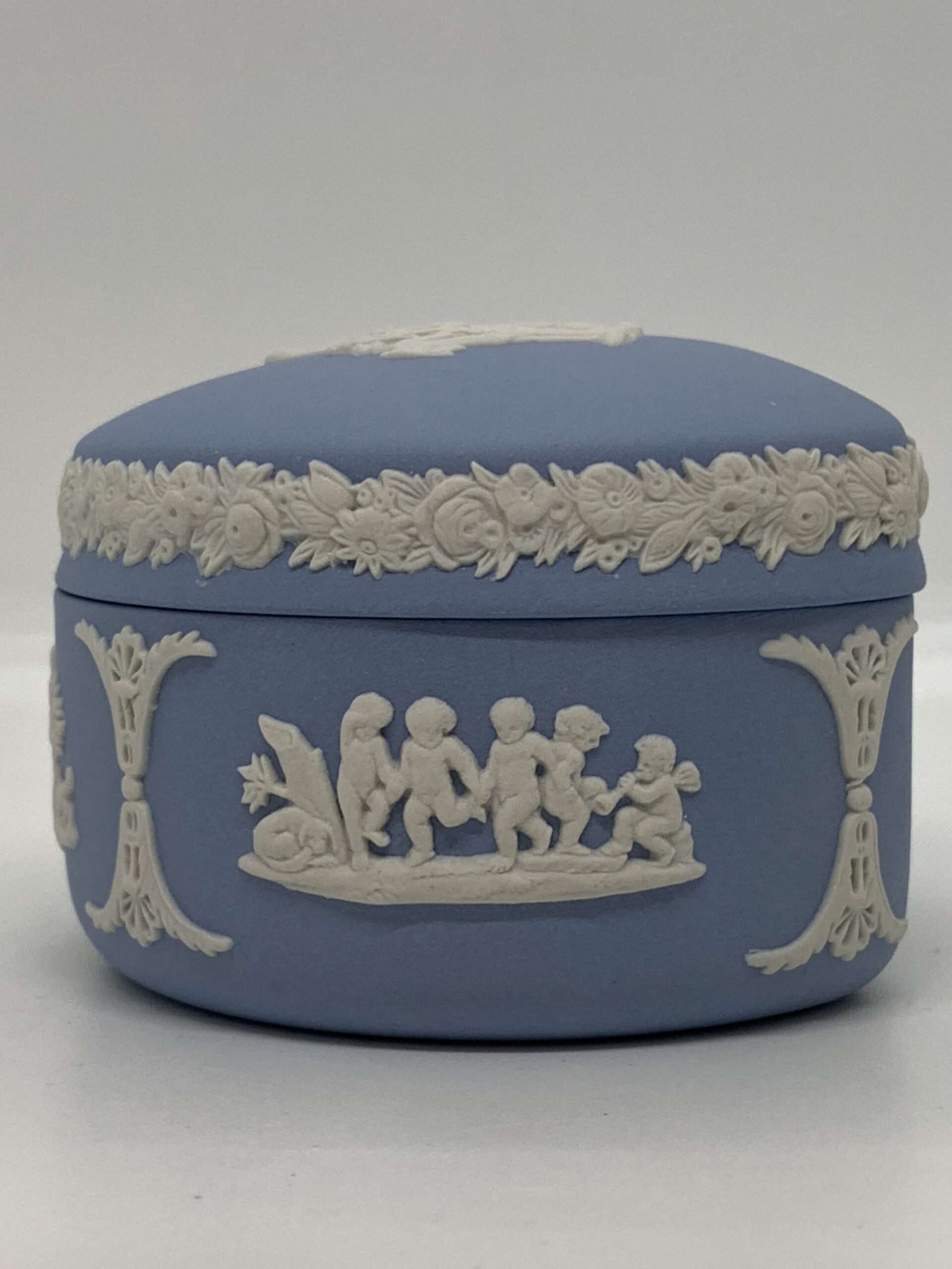 Wedgwood Powder Blue Jasperware Bean shaped Trinket - Vintage Keepsakes