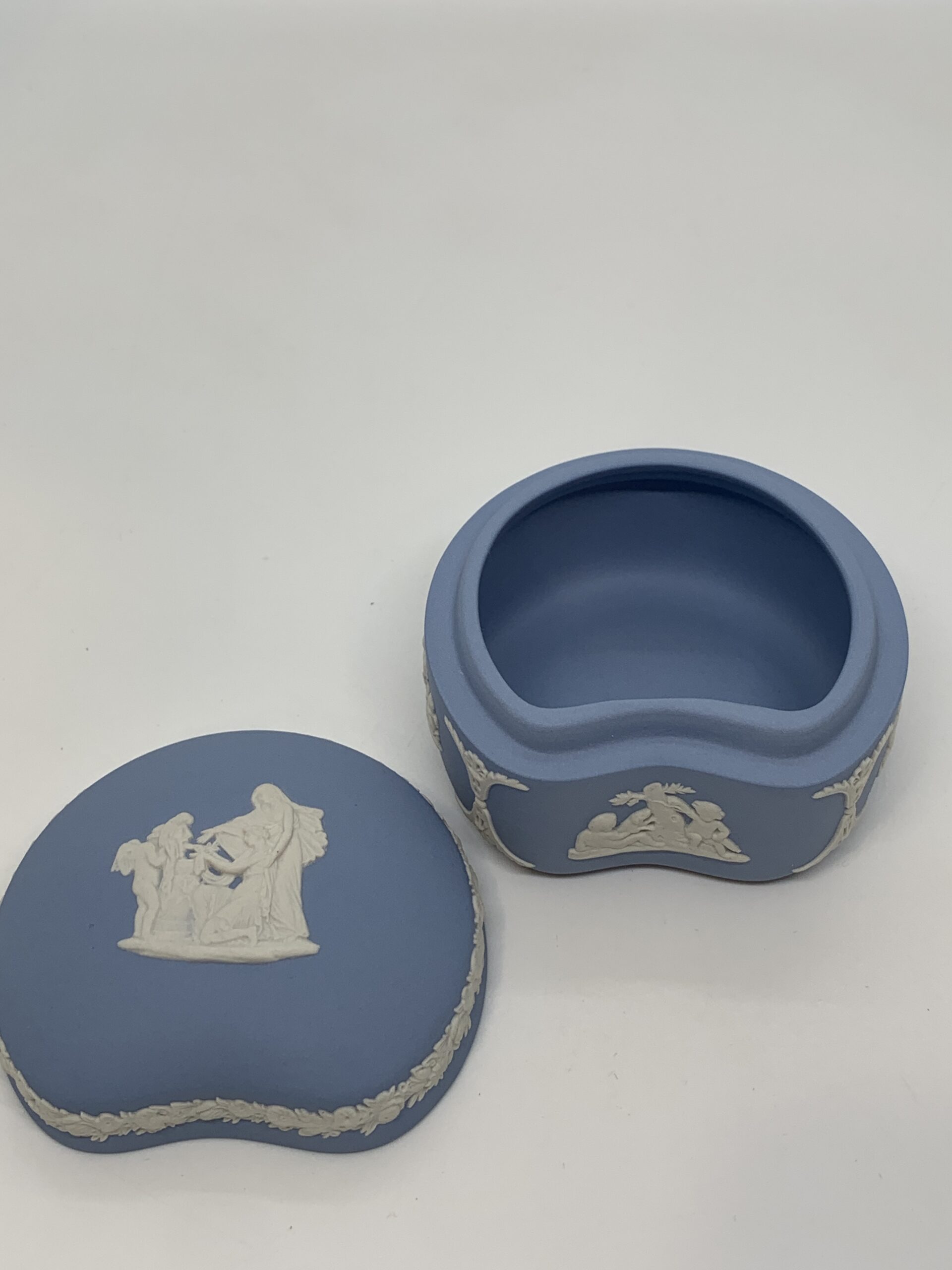 Wedgwood Powder Blue Jasperware Bean shaped Trinket - Vintage Keepsakes