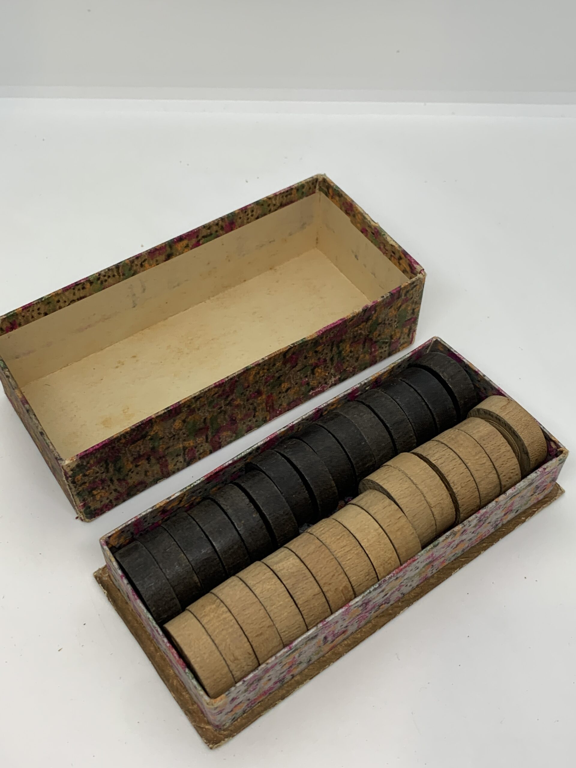 Box of Wooden Checkers in Box - Vintage Keepsakes