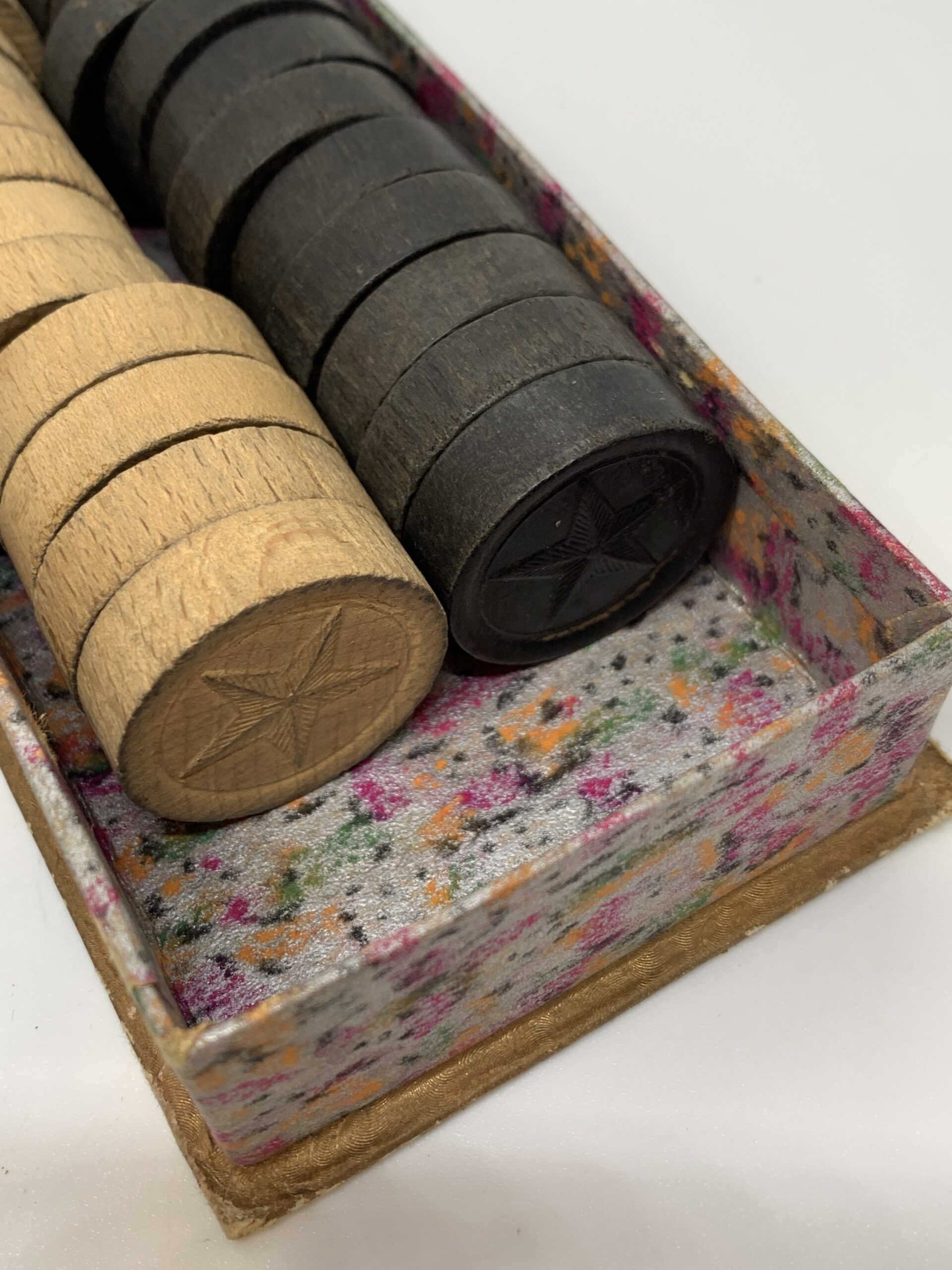Box of Wooden Checkers in Box - Vintage Keepsakes