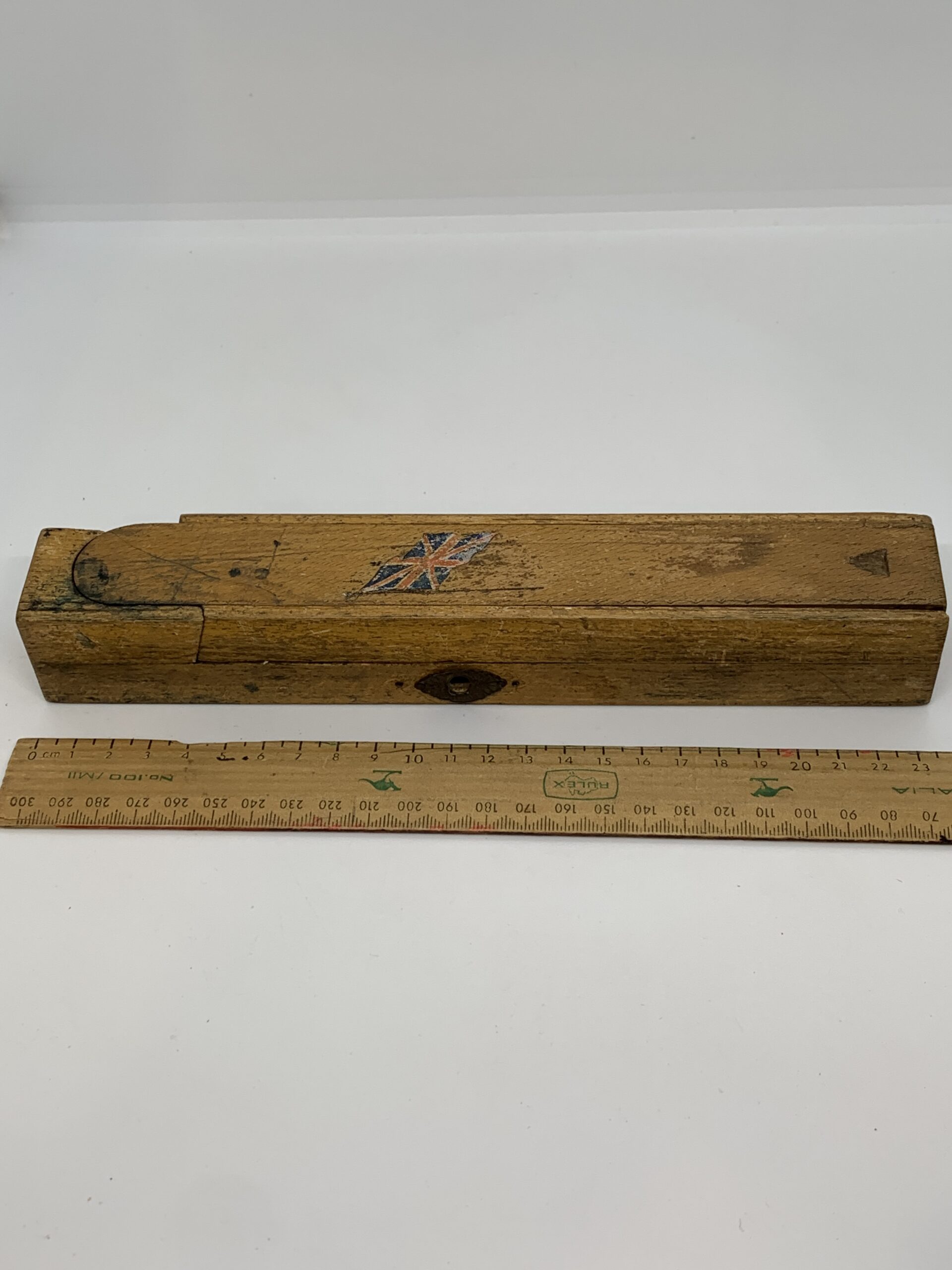 Vintage Wooden Two Tier Pencil Case with Slide Top and Lock (no Key) AF ...