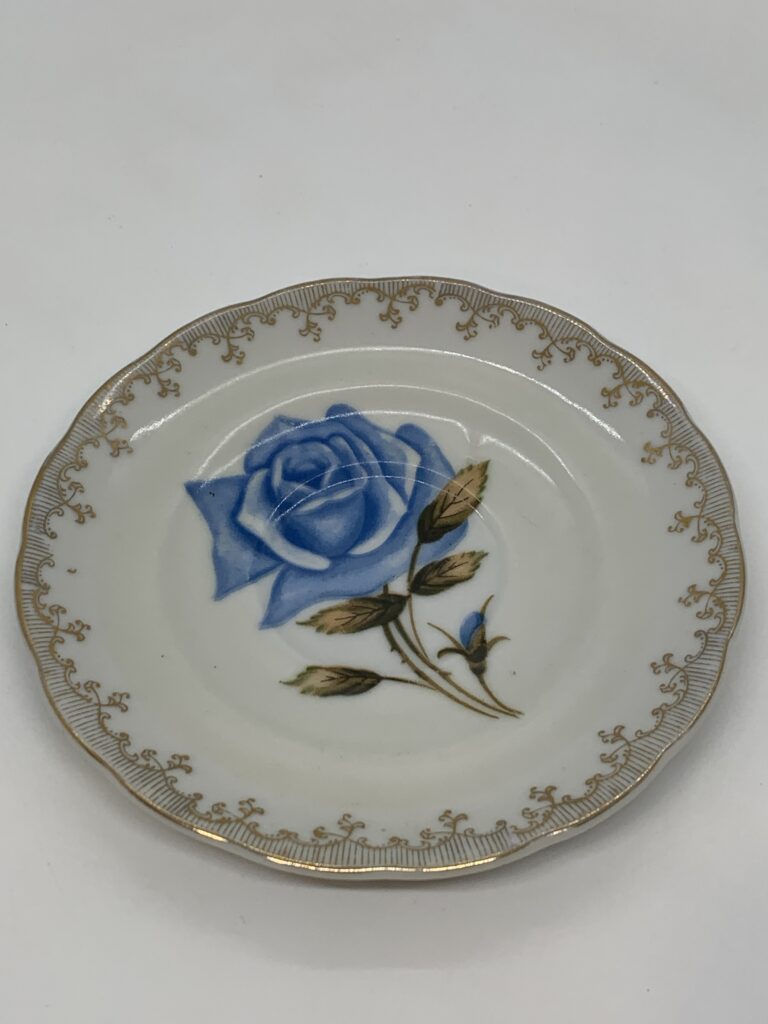 Japanese Fine China Blue Rose Saucer - Vintage Keepsakes