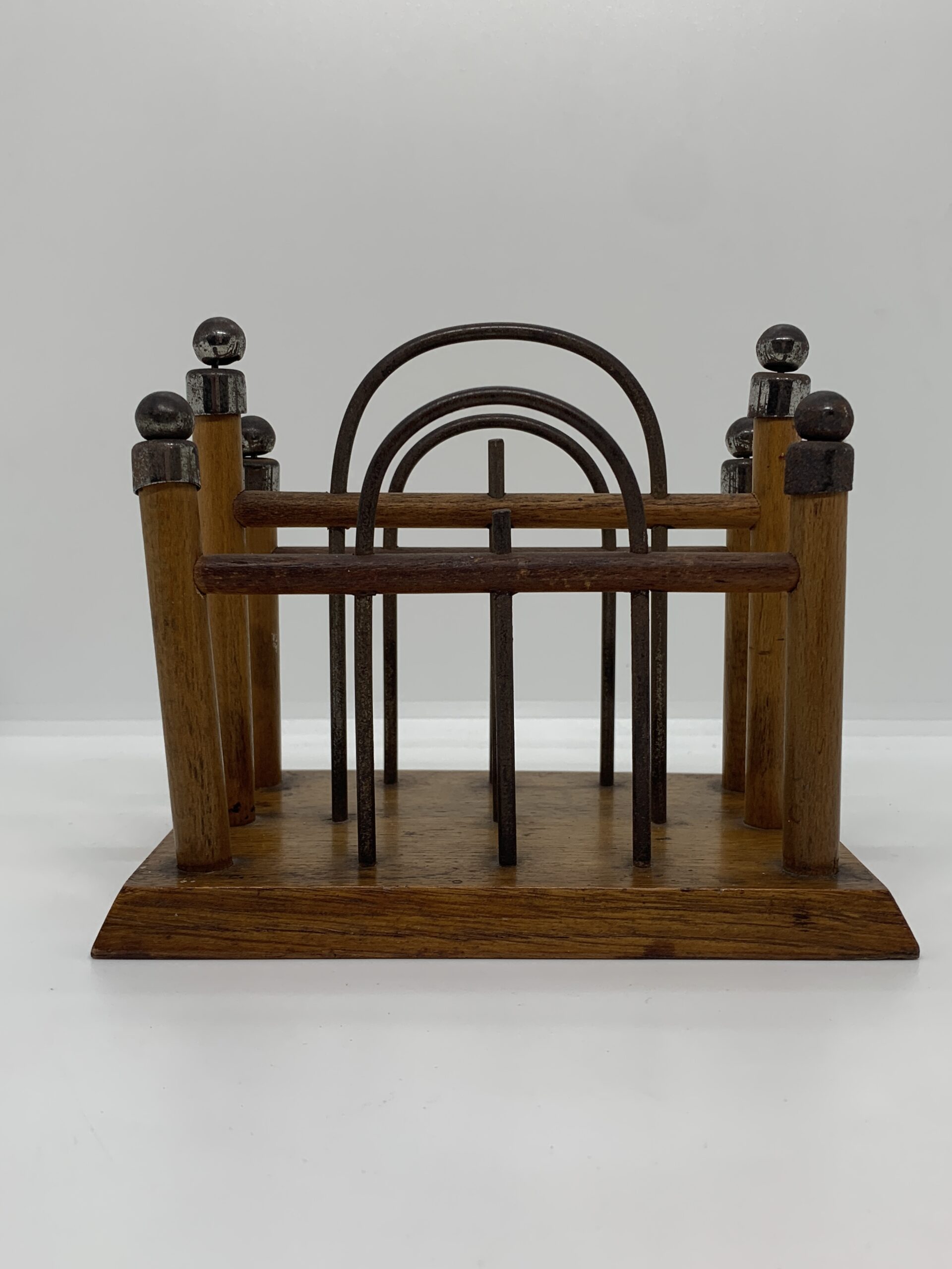 Antique Wood and Metal Letter Rack approx 15cm high - Vintage Keepsakes