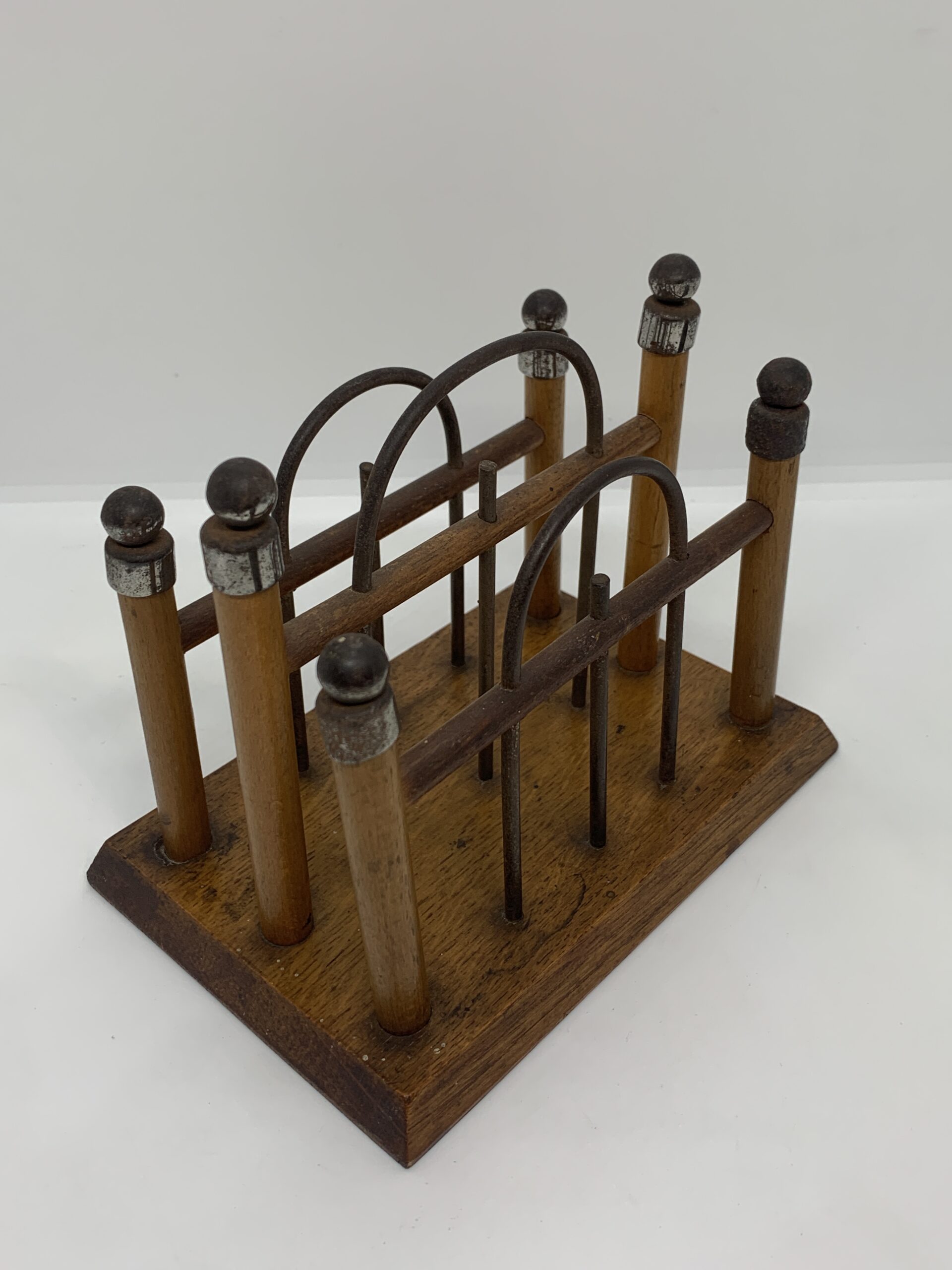 Antique Wood and Metal Letter Rack approx 15cm high - Vintage Keepsakes