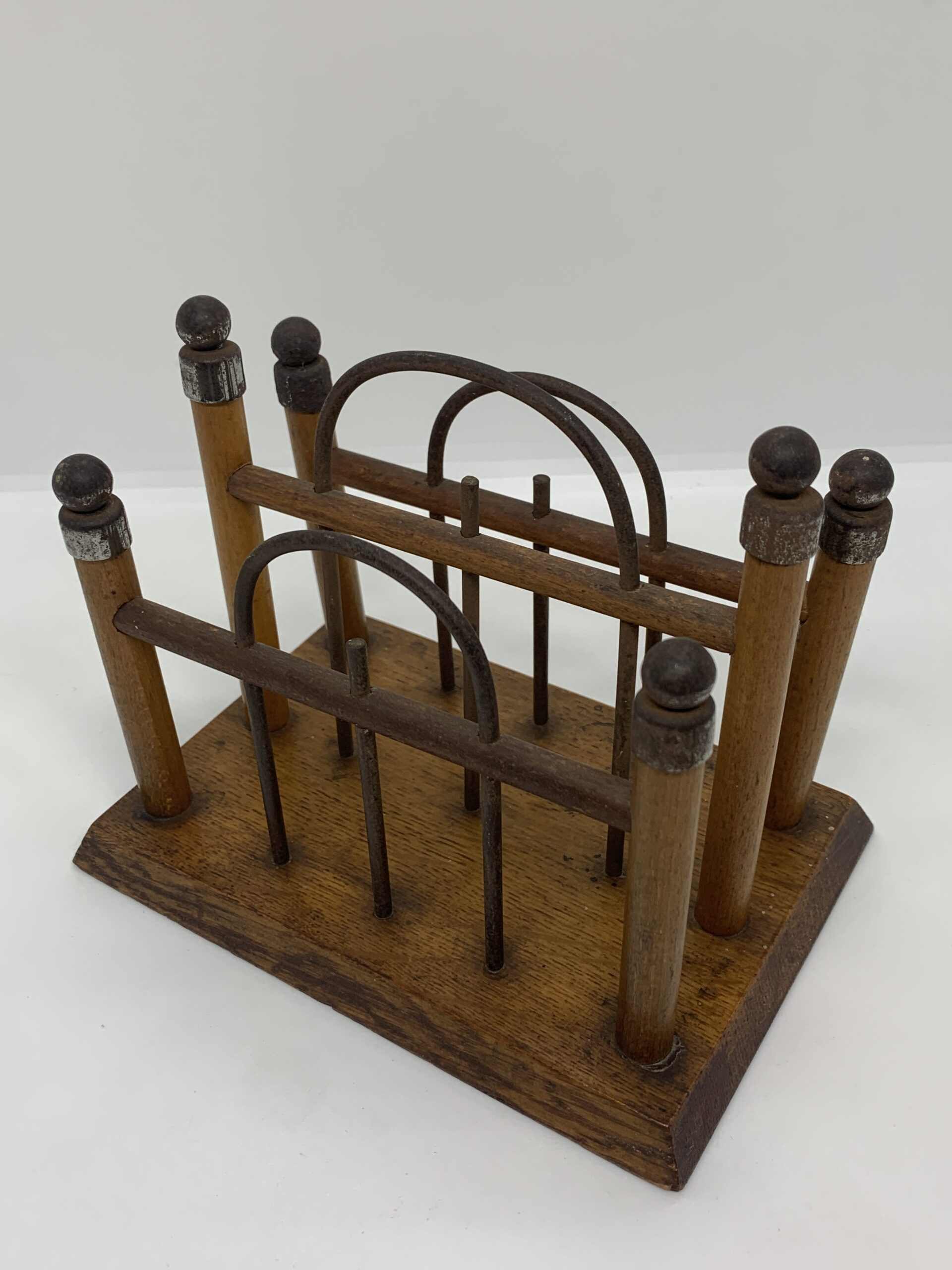 Antique Wood and Metal Letter Rack approx 15cm high - Vintage Keepsakes